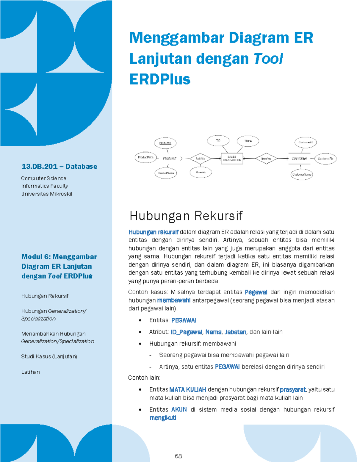 06-Menggambar Diagram ER Lanjutan dengan Tool ERDPlus 13.DB.201 - Studocu