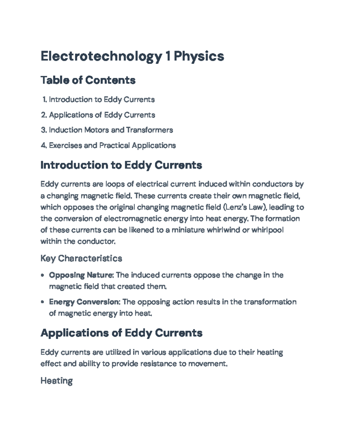 Electrotechnology 1: Understanding Eddy Currents and Applications ...