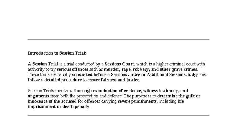 Session Trial Overview: Procedures and Landmark Cases - Studocu