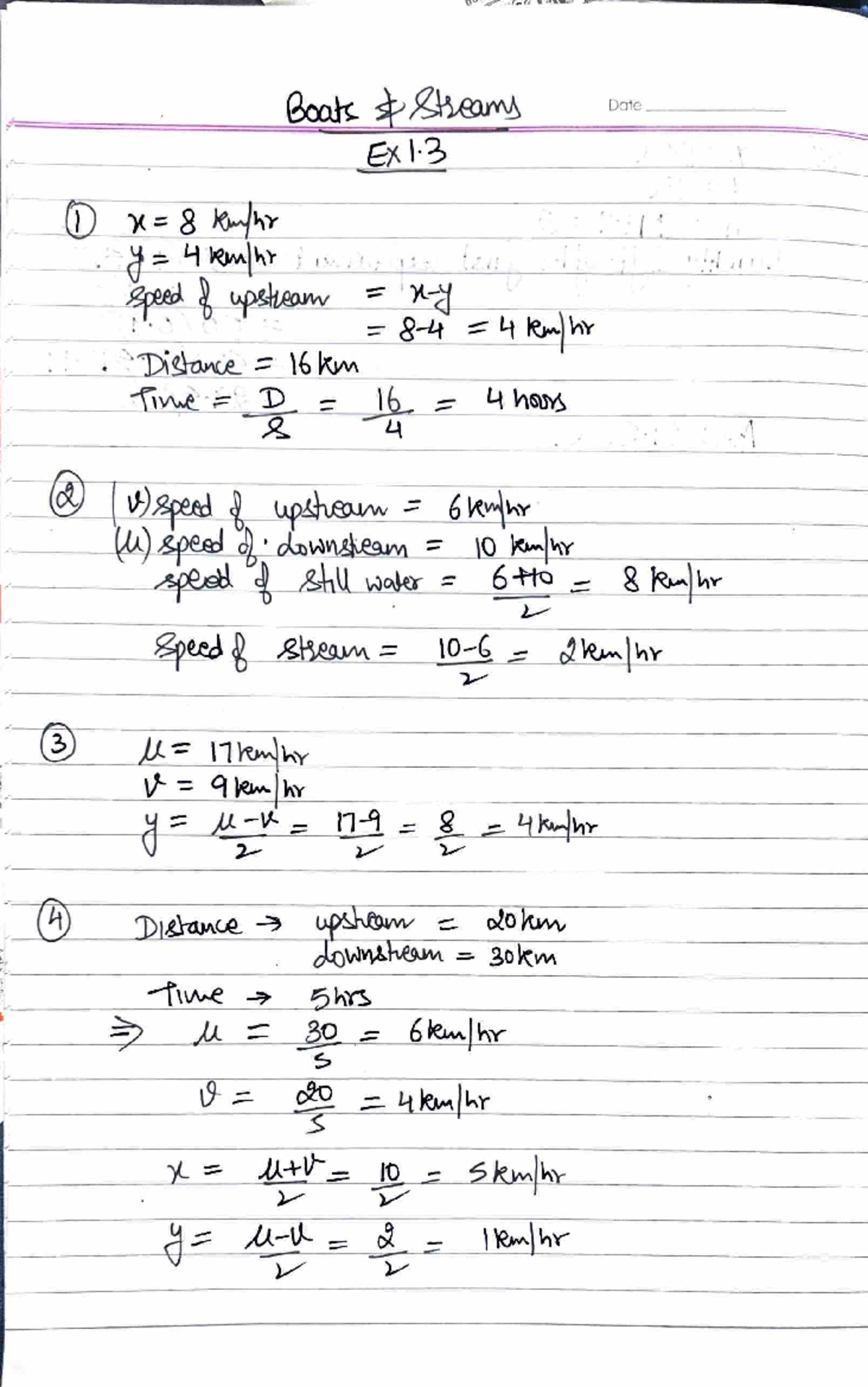 Boats & Stream Ex 1 - Key Concepts and Calculations - Studocu