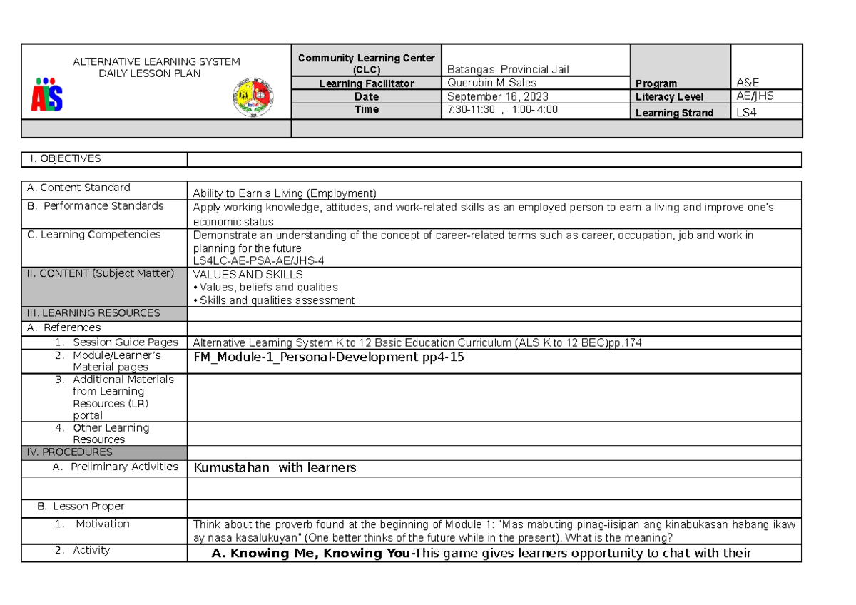 DLL-2023: Daily Lesson Plans for Lifeskills (AE/JHS) Session Highlights ...
