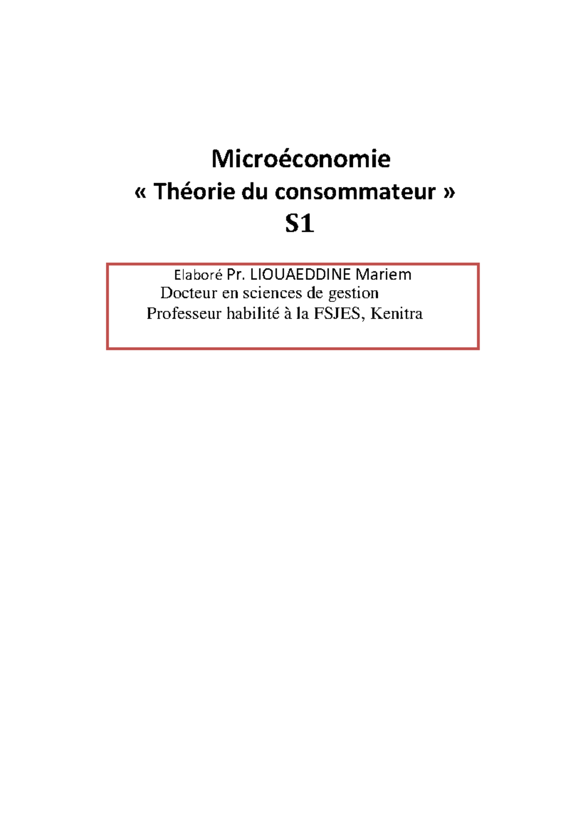 Résumé de cours de Microéconomie - S1 - Théorie du consommateur - Studocu