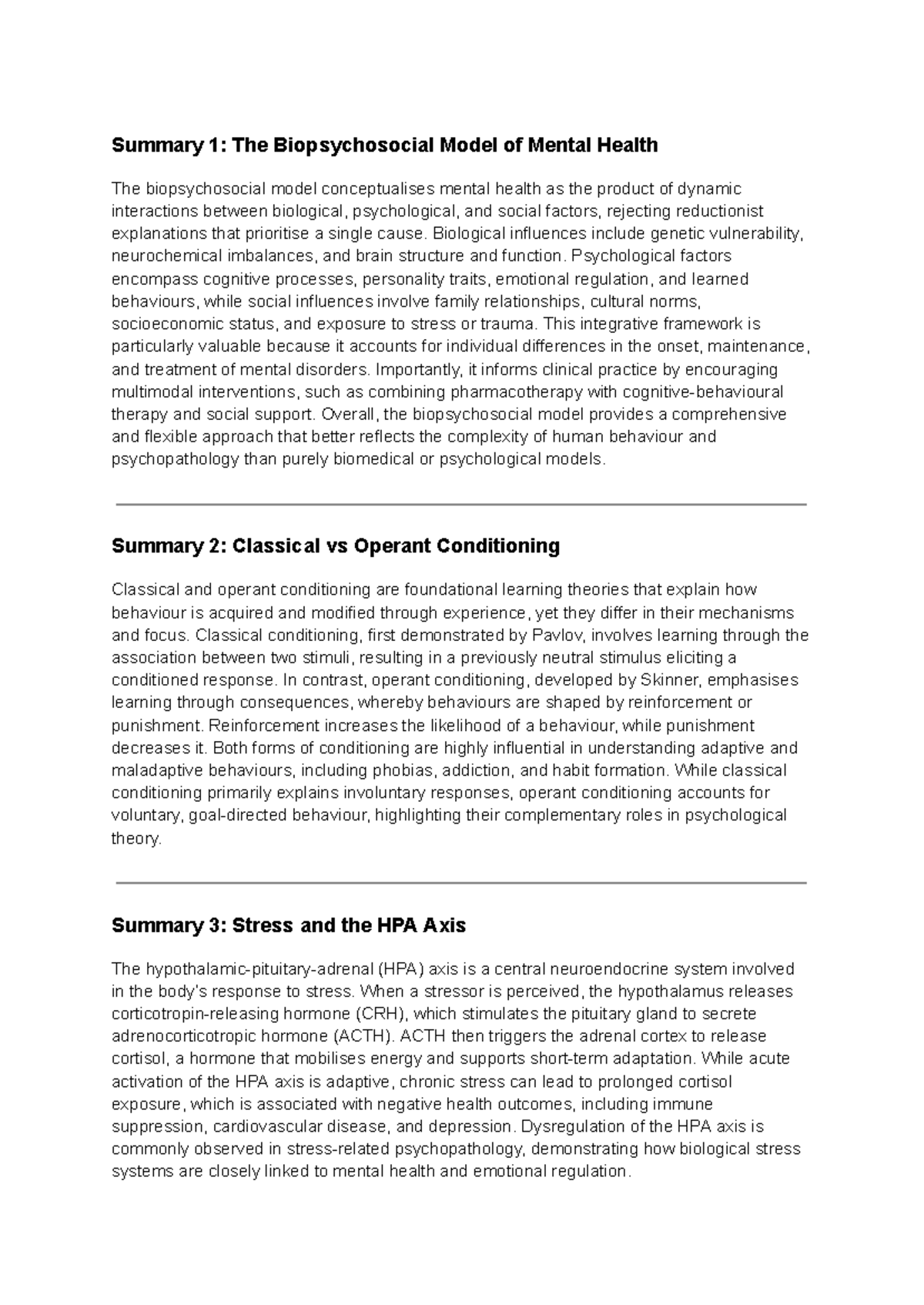 Summaries of Key Concepts in Mental Health and Learning Theories - Studocu