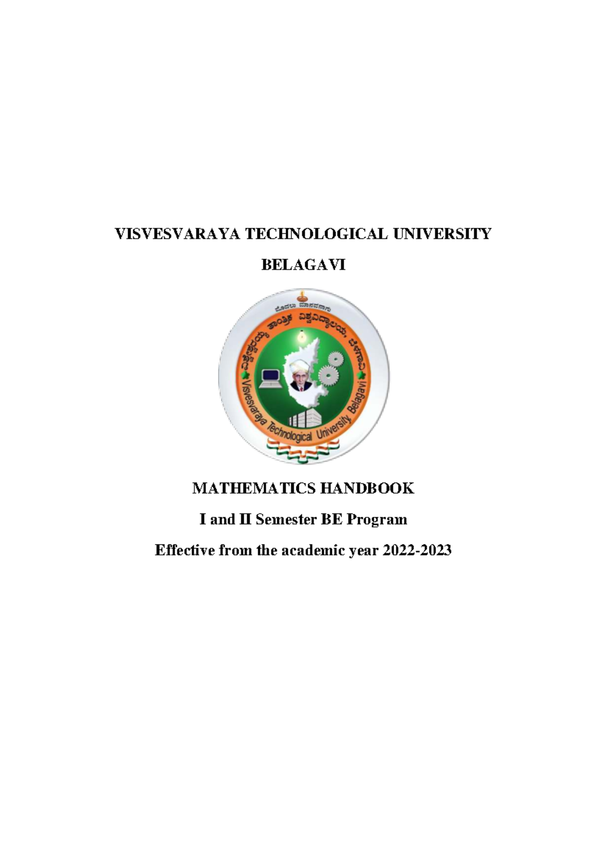 Mathematics Handbook for BE Program (I & II Sem) - VTU - Studocu