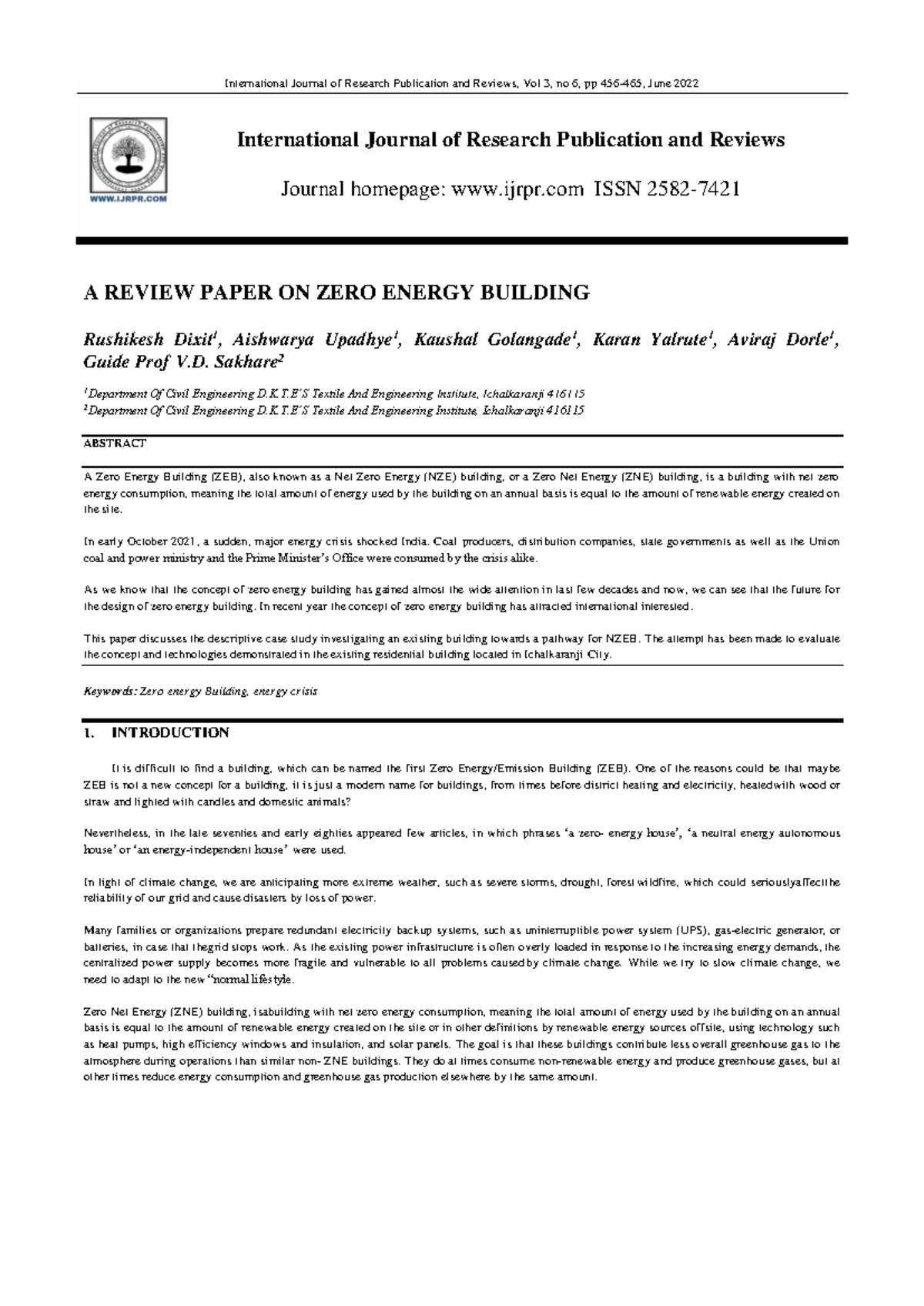 Final Research Paper on Zero Energy Buildings (ZEB) - CE 101 - Studocu