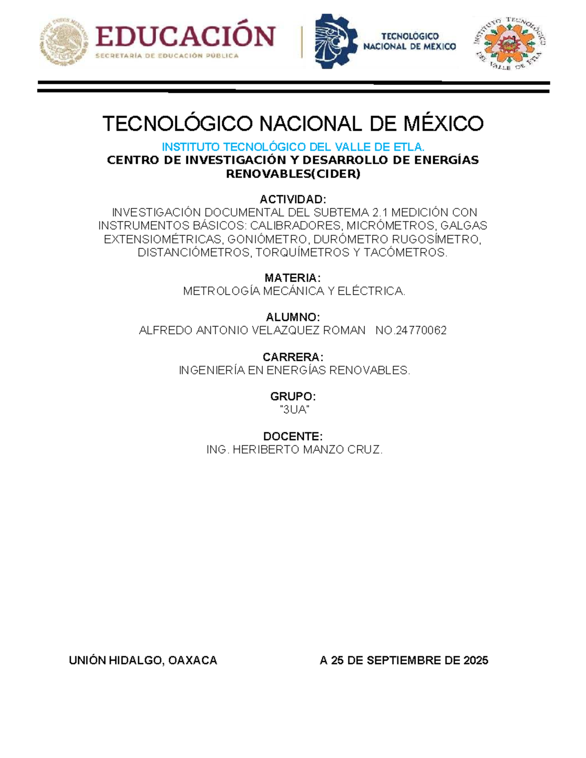 Investigación en Metrología 2.1: Medición con Instrumentos Básicos ...