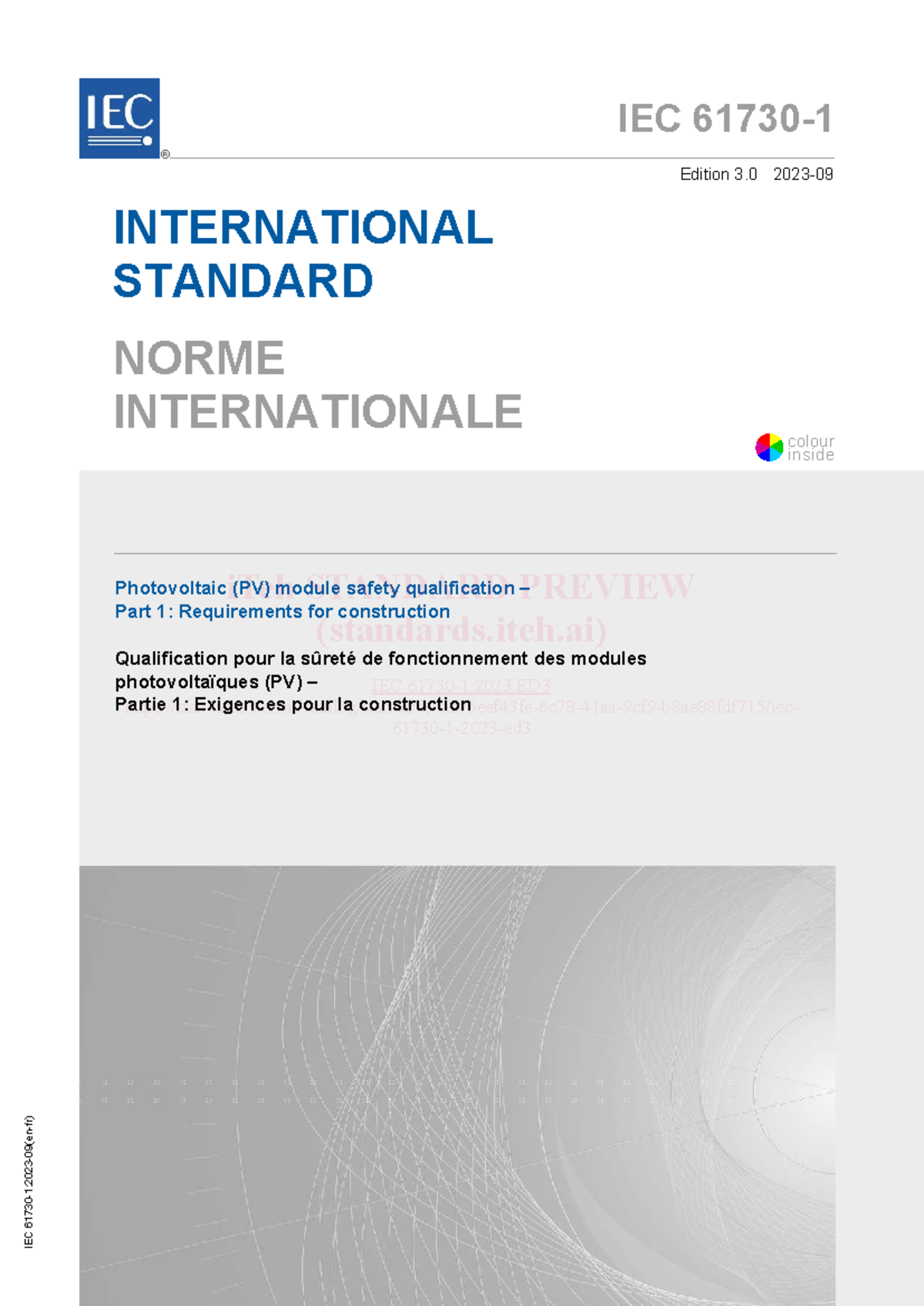 IEC 61730-1:2023 ED3 - PV Module Safety Qualification Requirements ...
