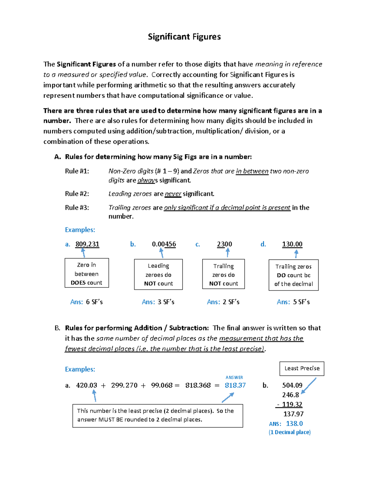 Significant Figures: Rules and Examples for Accurate Calculations - Studocu