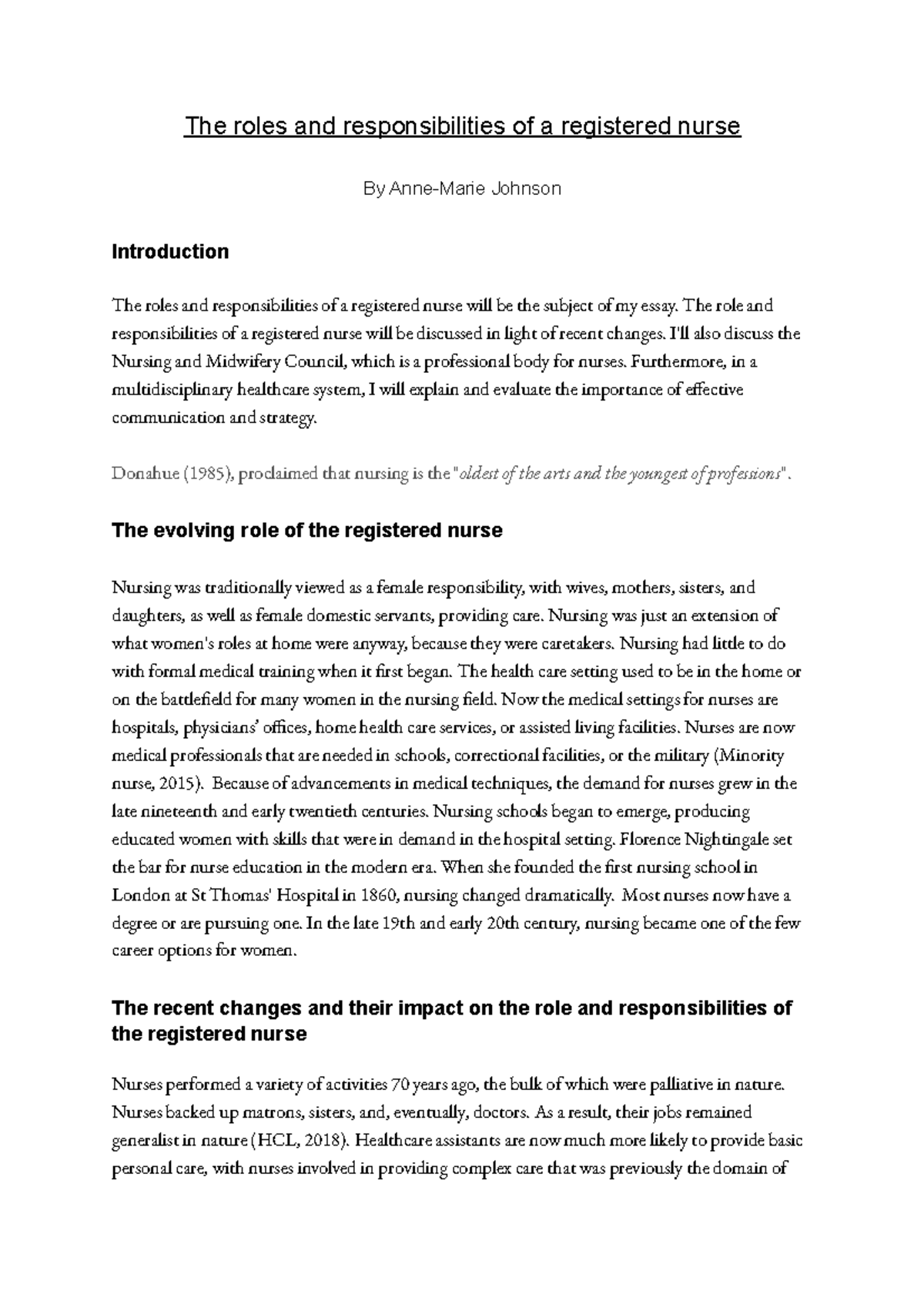 The roles and responsibilities of a registered nurse (13) - The role ...