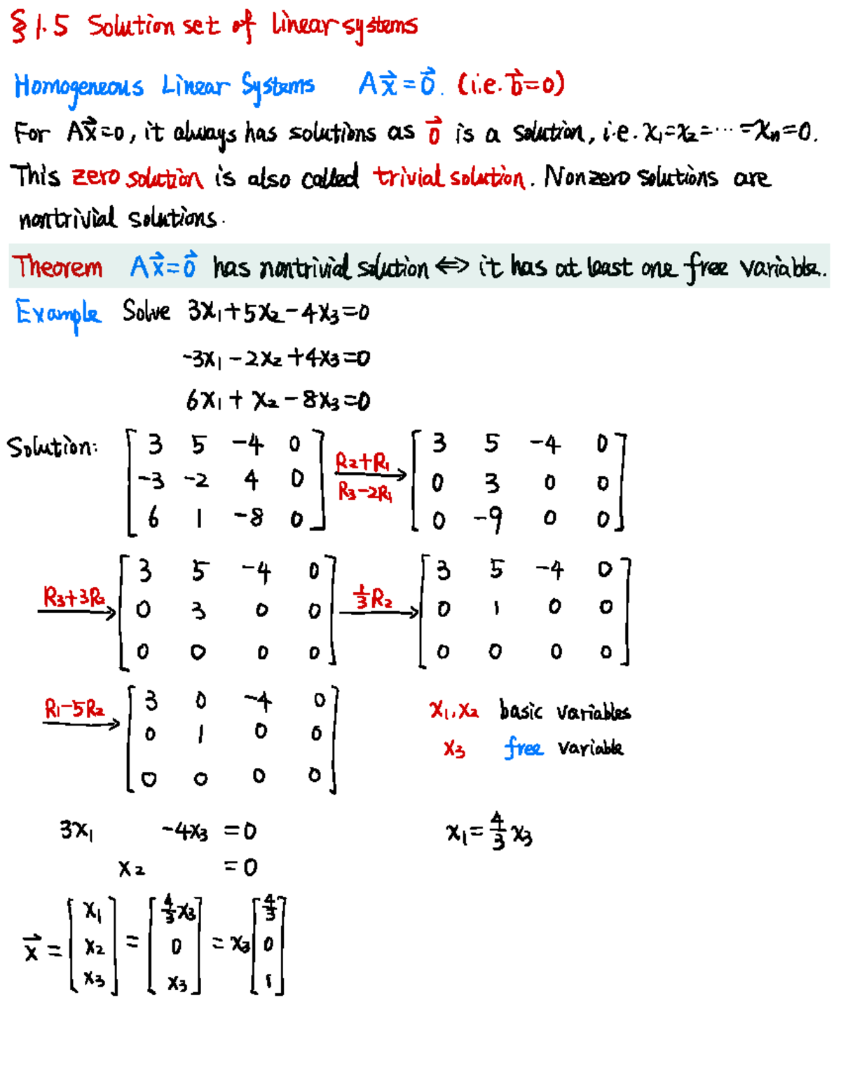 S1 5 Solution Set of Linear Systems: Homogeneous & Inhomogeneous - Studocu