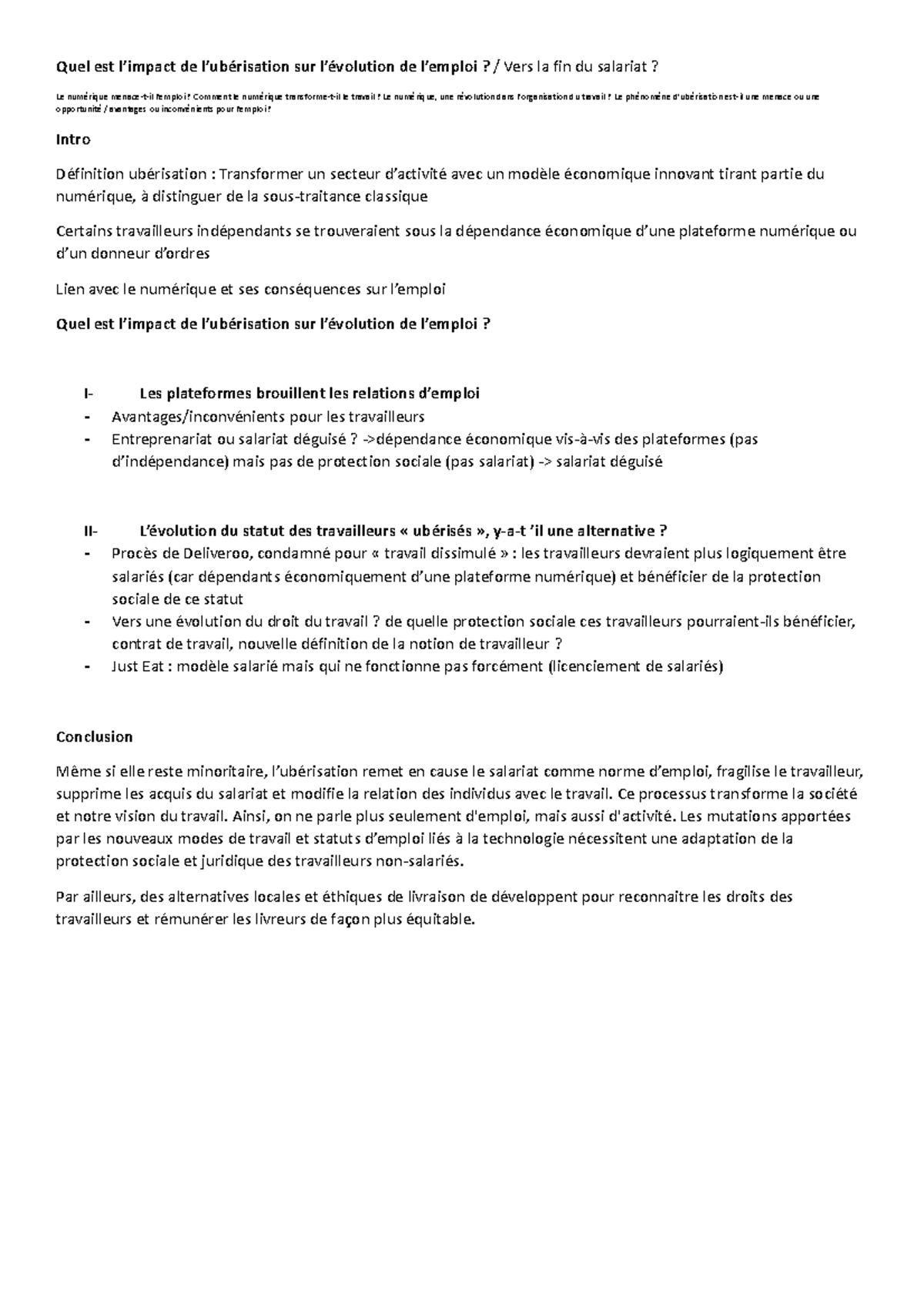 L'impact de l'ubérisation sur l'évolution de l'emploi : enjeux et ...