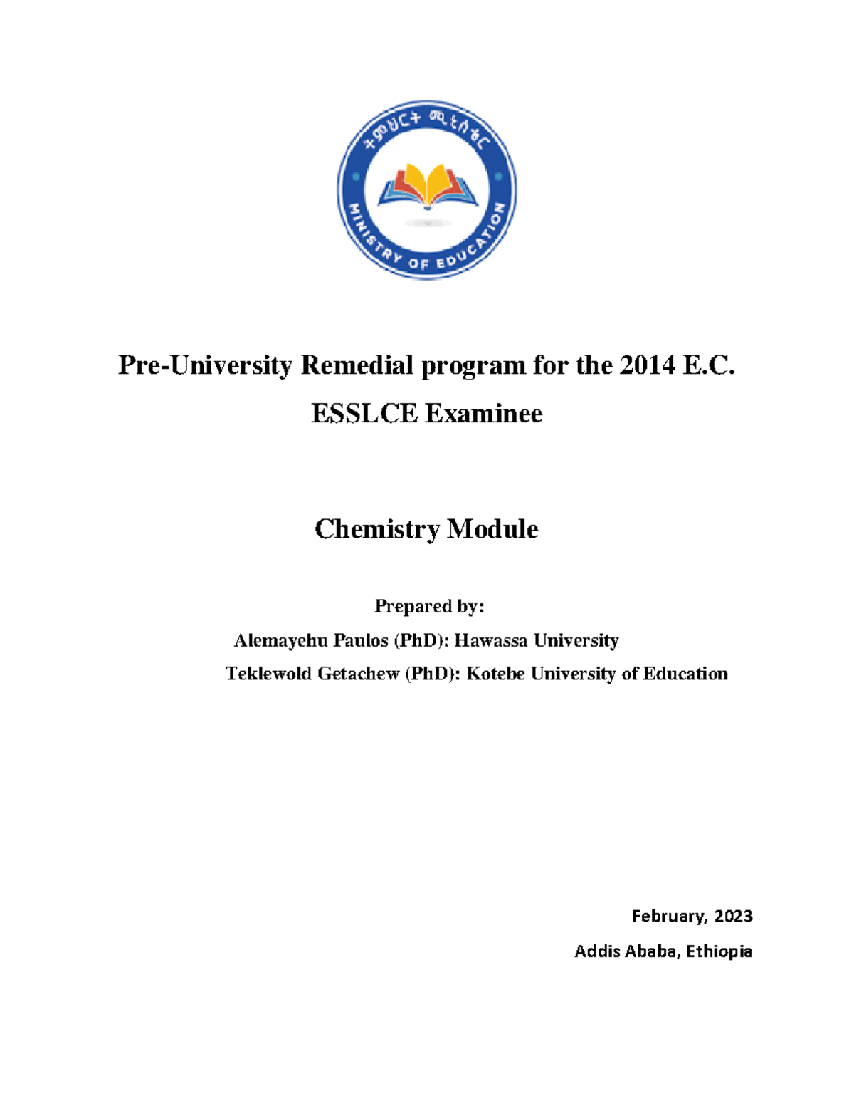 Chemistry Course Content - Pre-University Remedial program for the 2014 ...