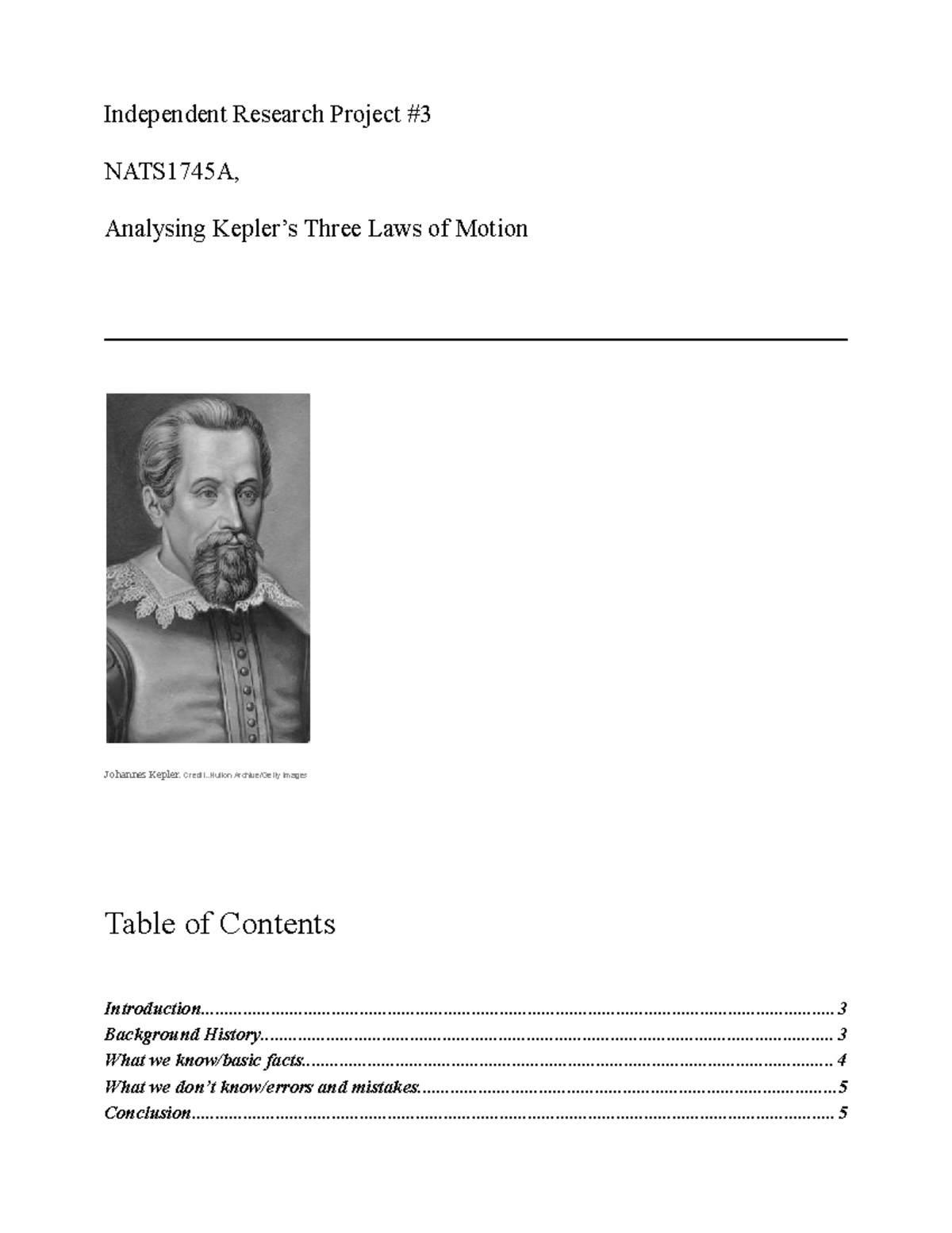 Independent Research Project NATS1745A: Kepler's Three Laws of Motion ...