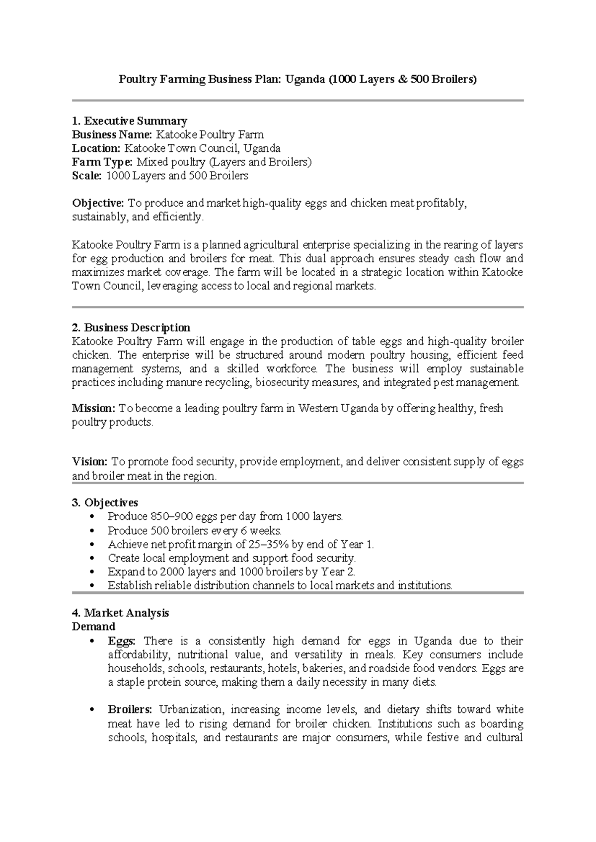 Poultry Farming Business Plan (UGA 500 Layers & Broilers) - Studocu
