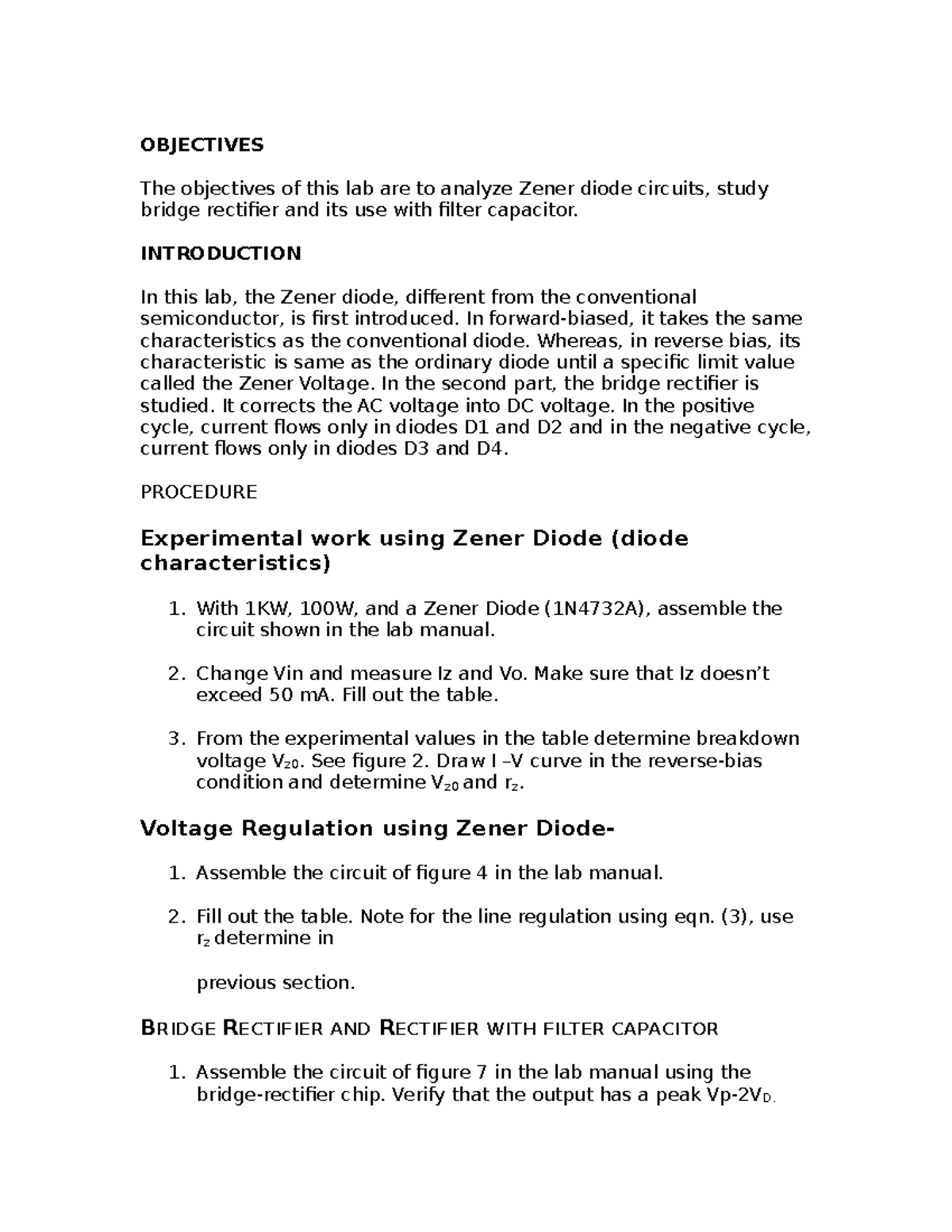 ELEC311 LAB3 - lab report - OBJECTIVES The objectives of this lab are ...