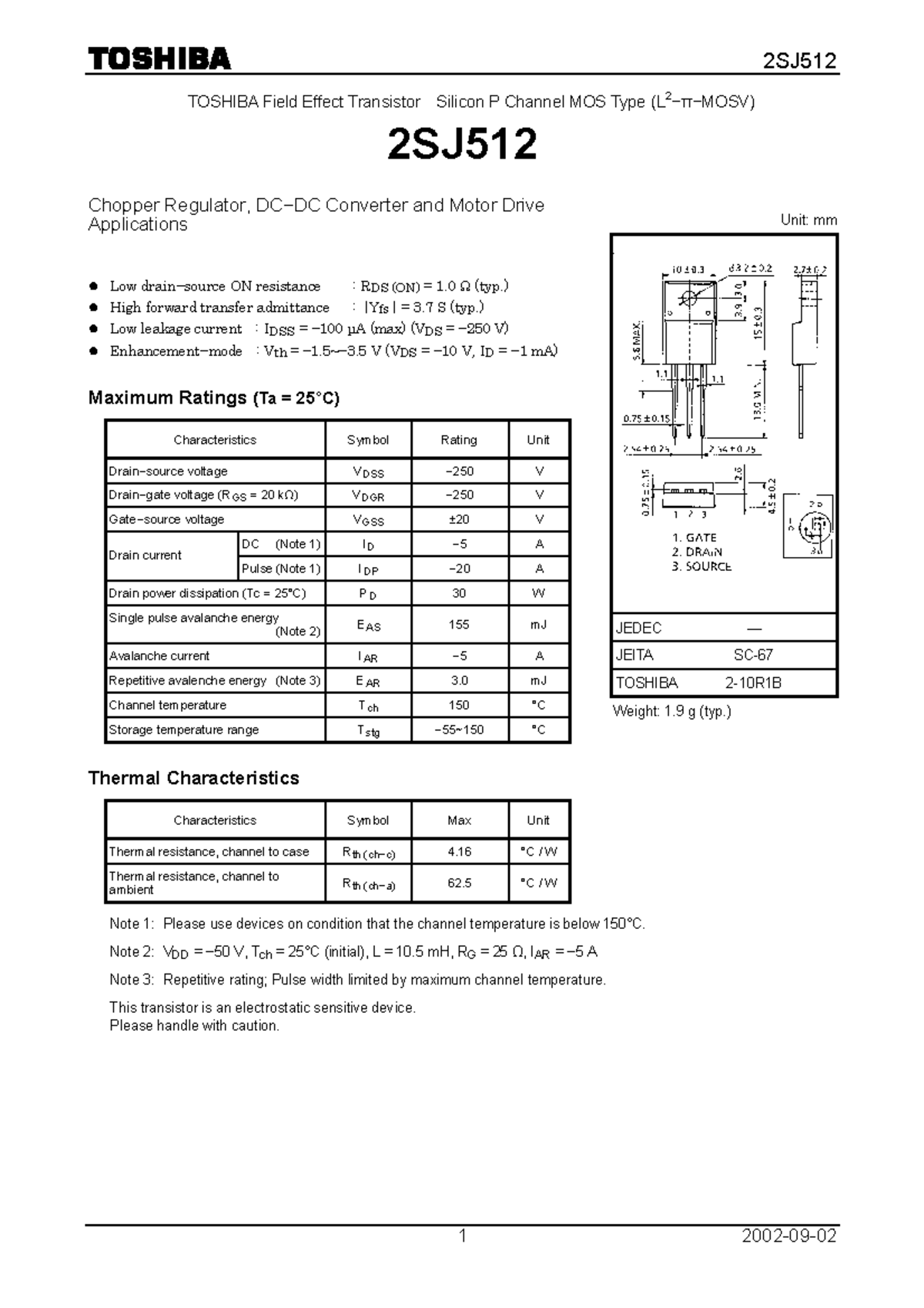 2SJ512 Final Exam Study Notes on TOSHIBA MOSFET Characteristics - Studocu