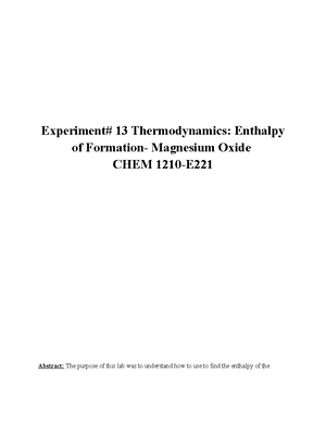 Chemistry 1210 Lab 8 - Experiment #8: The Acid Dissociation Constant ...