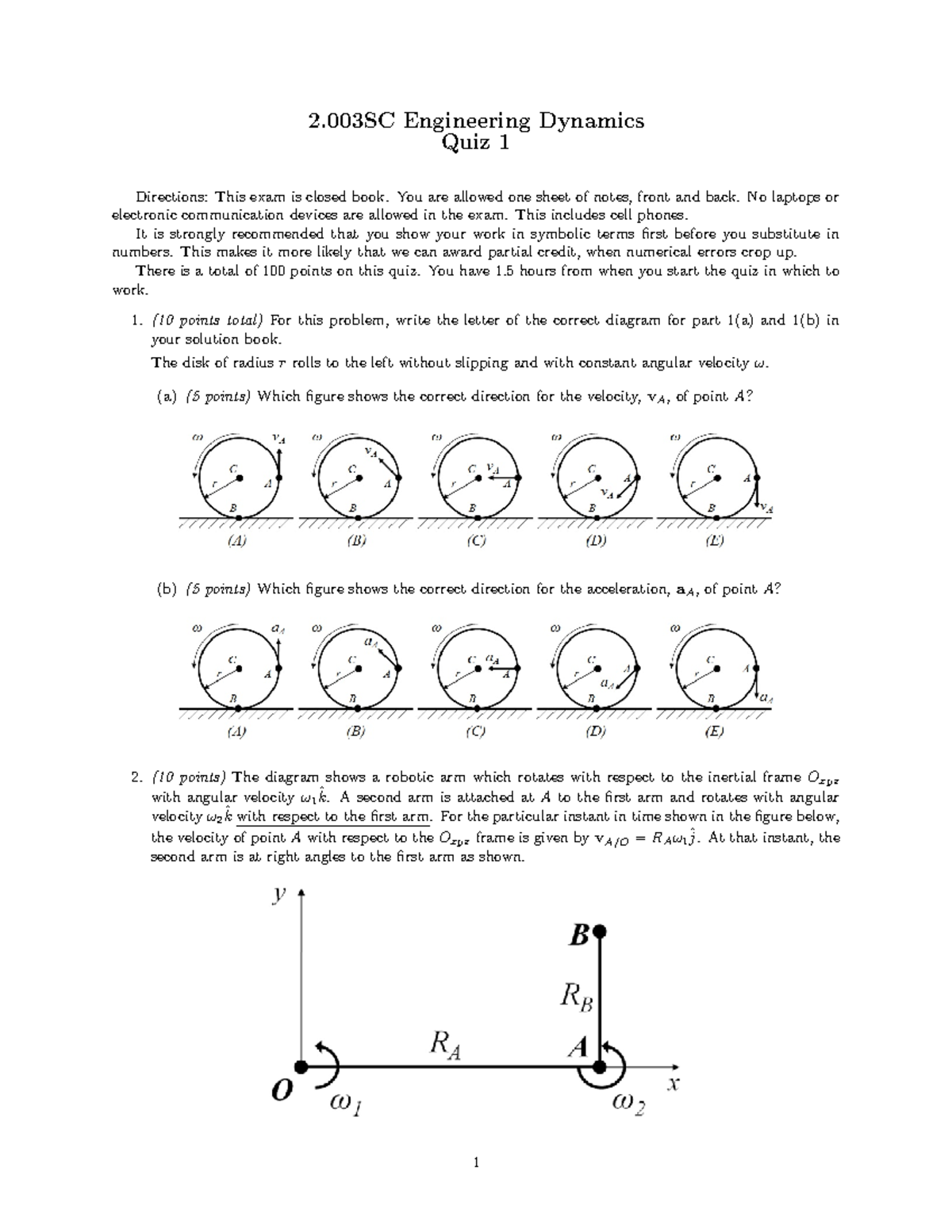 7a2f30ad432fa72ca2c96ee63c4e0257 MIT2 003SCF11 Quiz1 - 2 Engineering ...