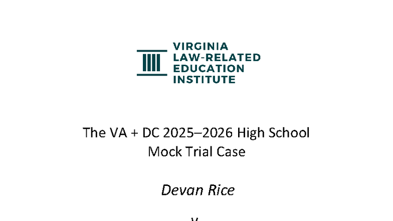 2025 VA DC High School Mock Trial Case: Rice v. Chronicle & Saravana ...