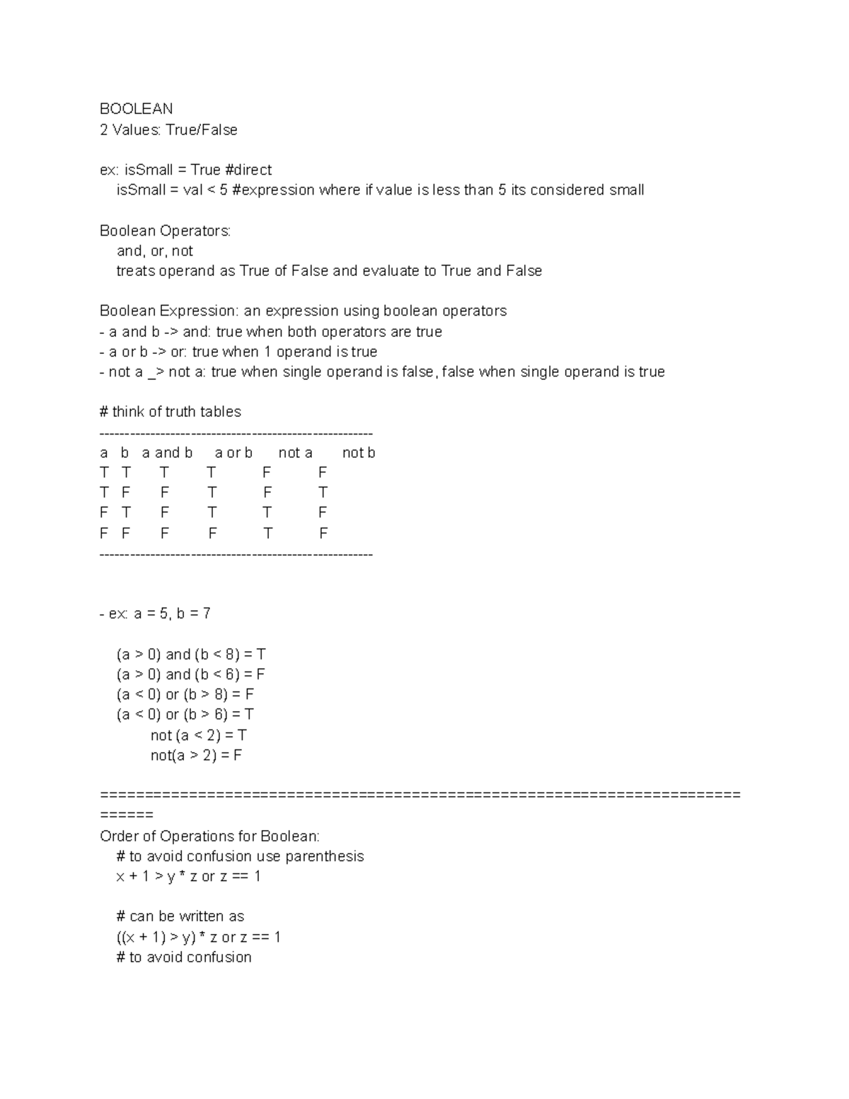 Boolean and Code Blocks - BOOLEAN 2 Values: True/False ex: isSmall ...