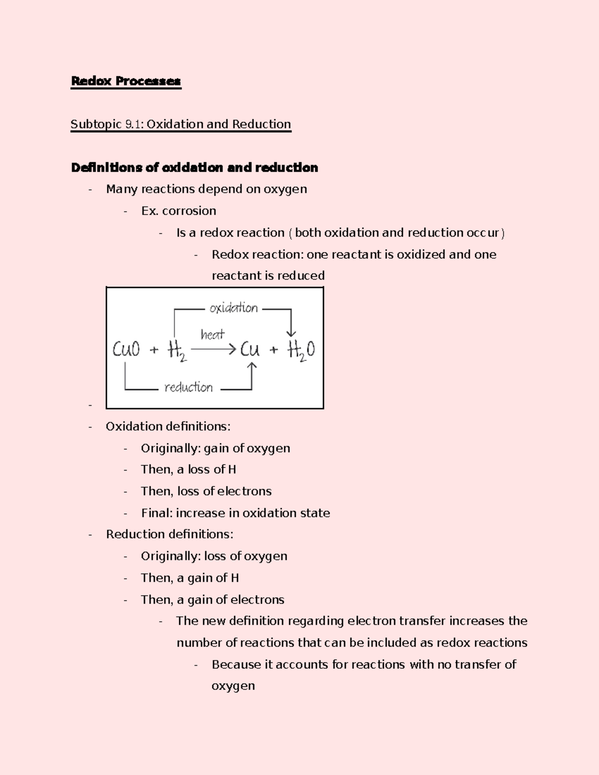 IB2 CHEM Redox Processes: Oxidation, Reduction, and Electrochemical ...