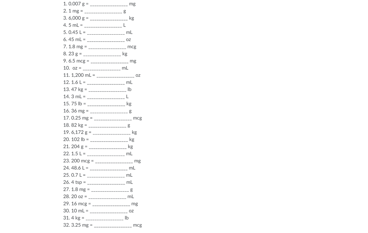 Unit Conversion Practice Exercises for Science Class (SC 101) - Studocu