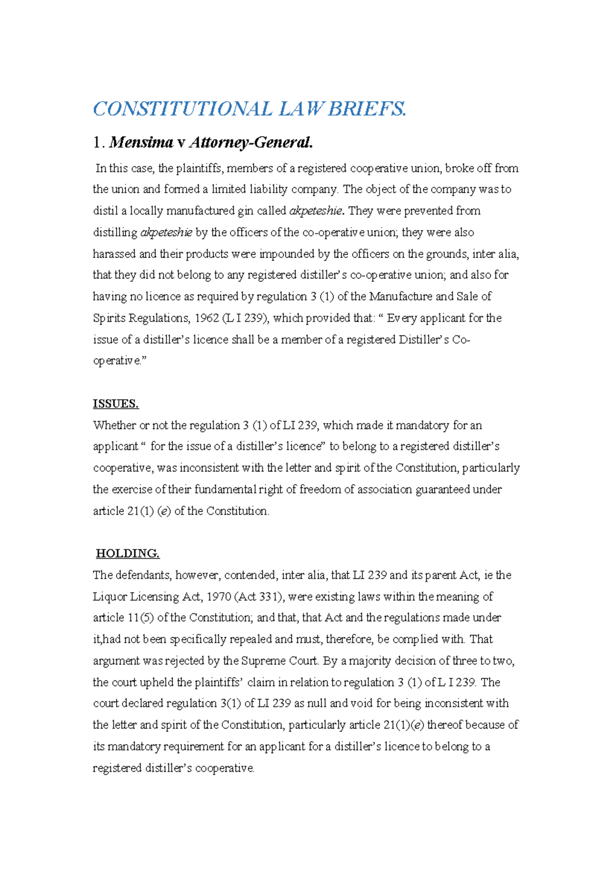 Constitutional Law Briefs: Key Cases and Rulings Analysis - Studocu