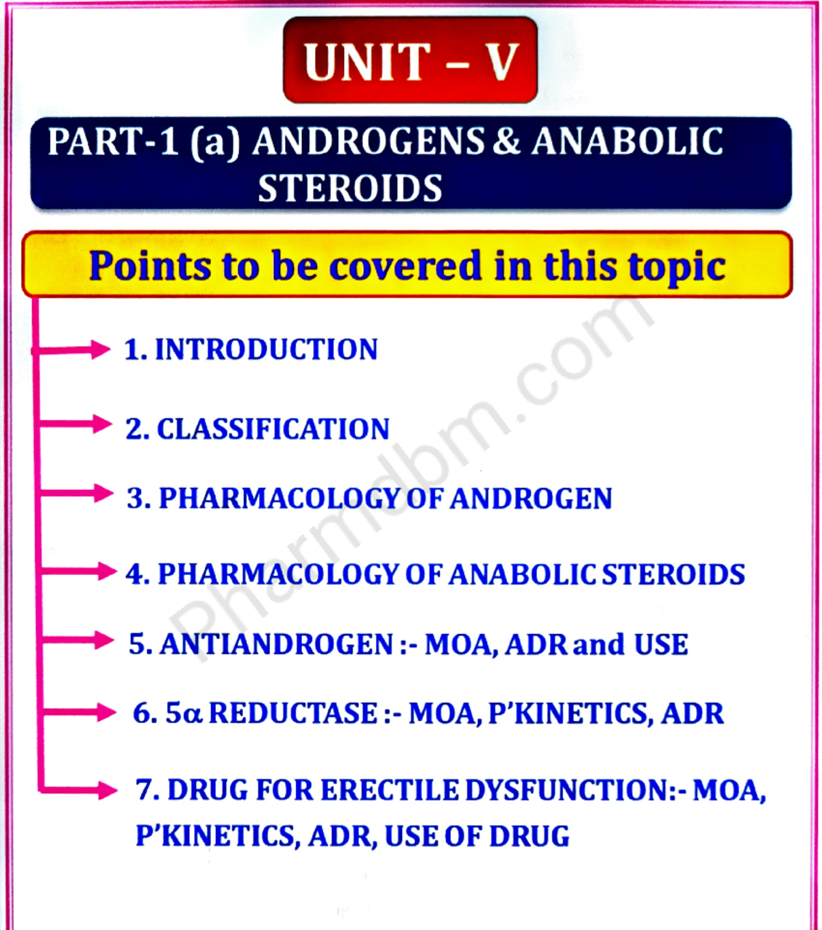 Pharmacology Unit V (a): Androgens & Anabolic Steroids Notes - Studocu