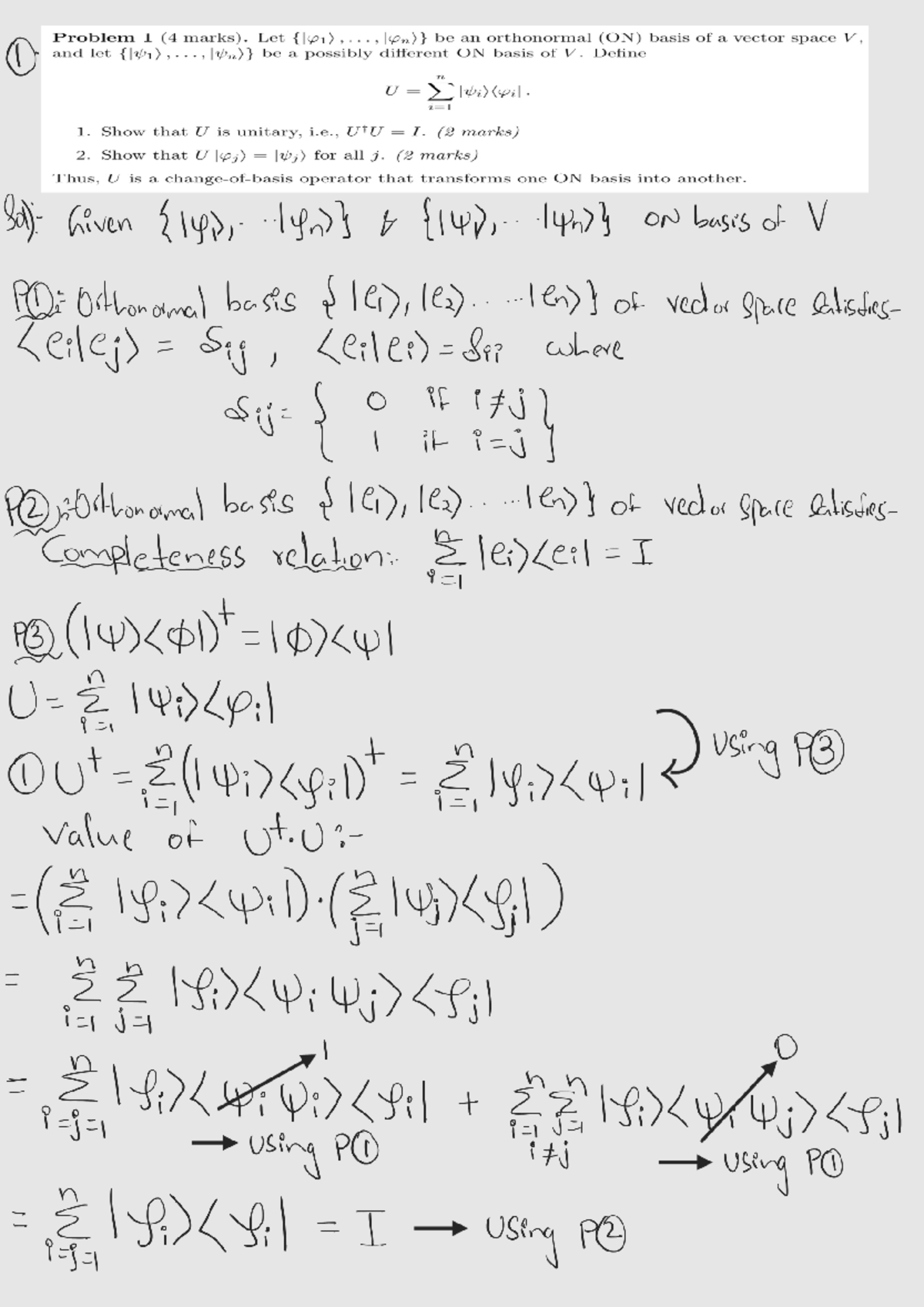 Q1 & Q2 - Important Concepts in Unitary Operators (MATH 101) - Studocu