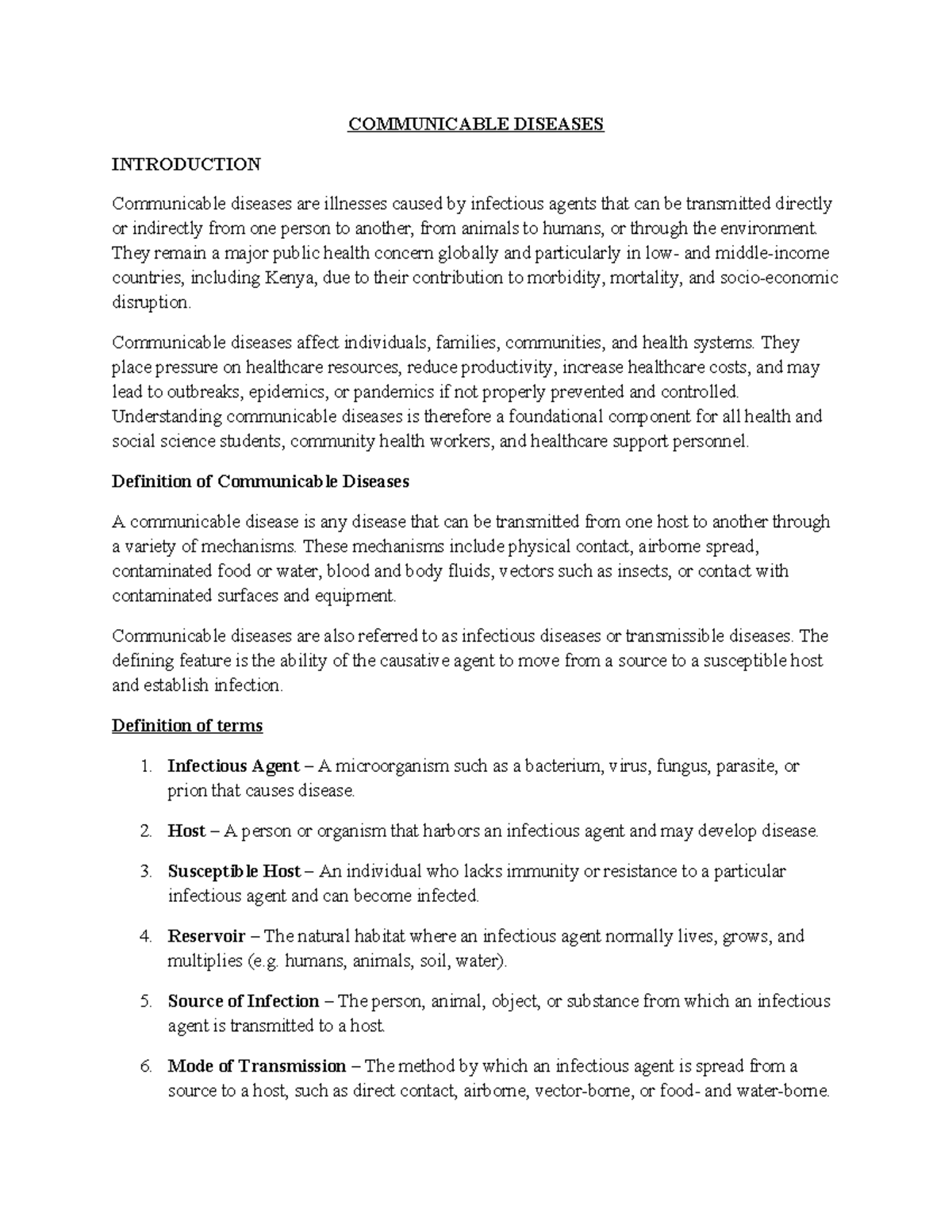 Introduction to Communicable Diseases: Key Concepts and Public Health ...
