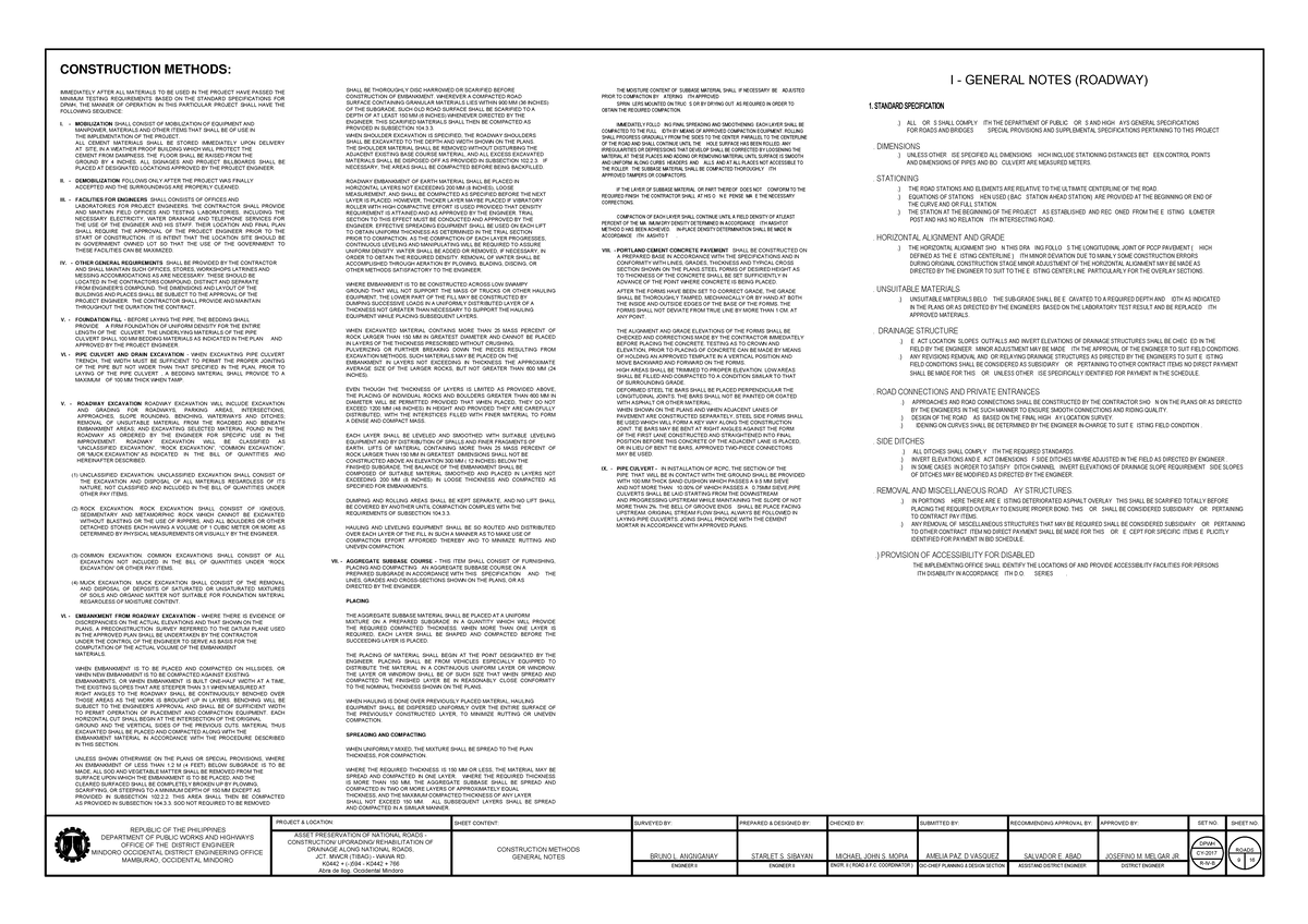 Construction Methods Overview - DPWH Standards and Specifications - Studocu