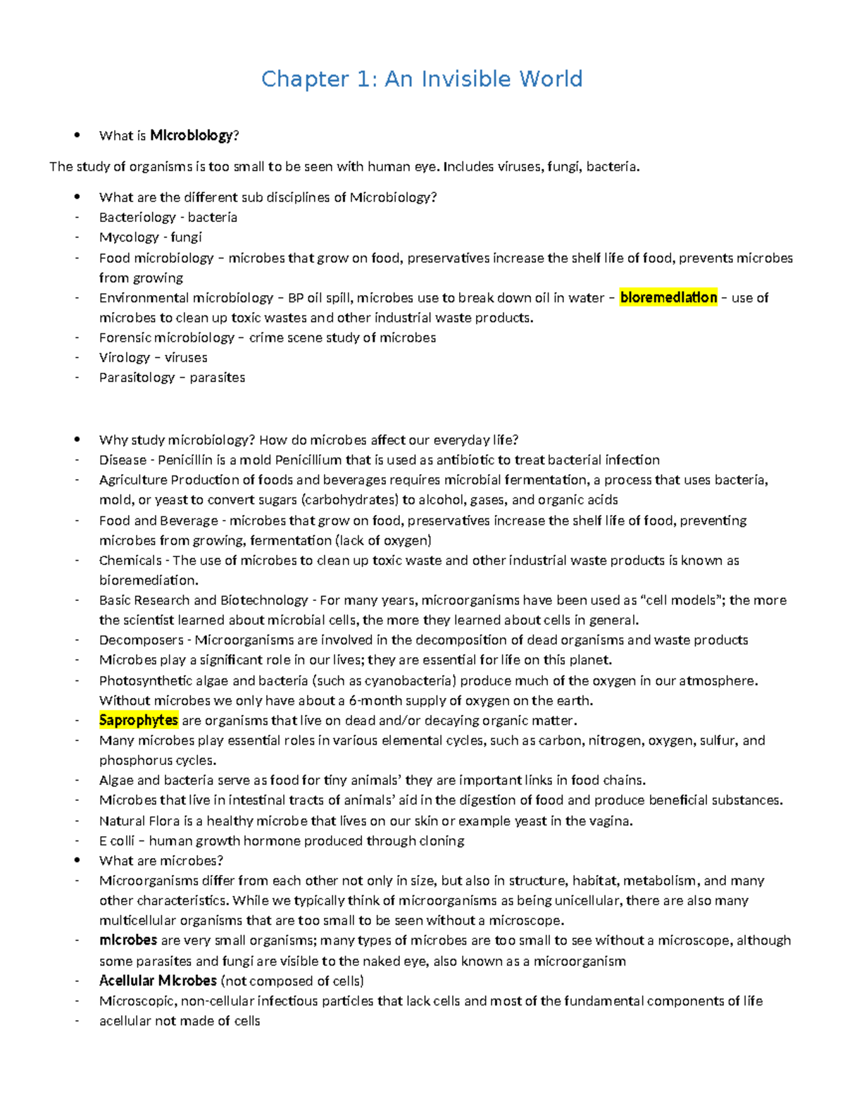 Chapter 1 - Chapter 1: An Invisible World What is Microbiology? The ...