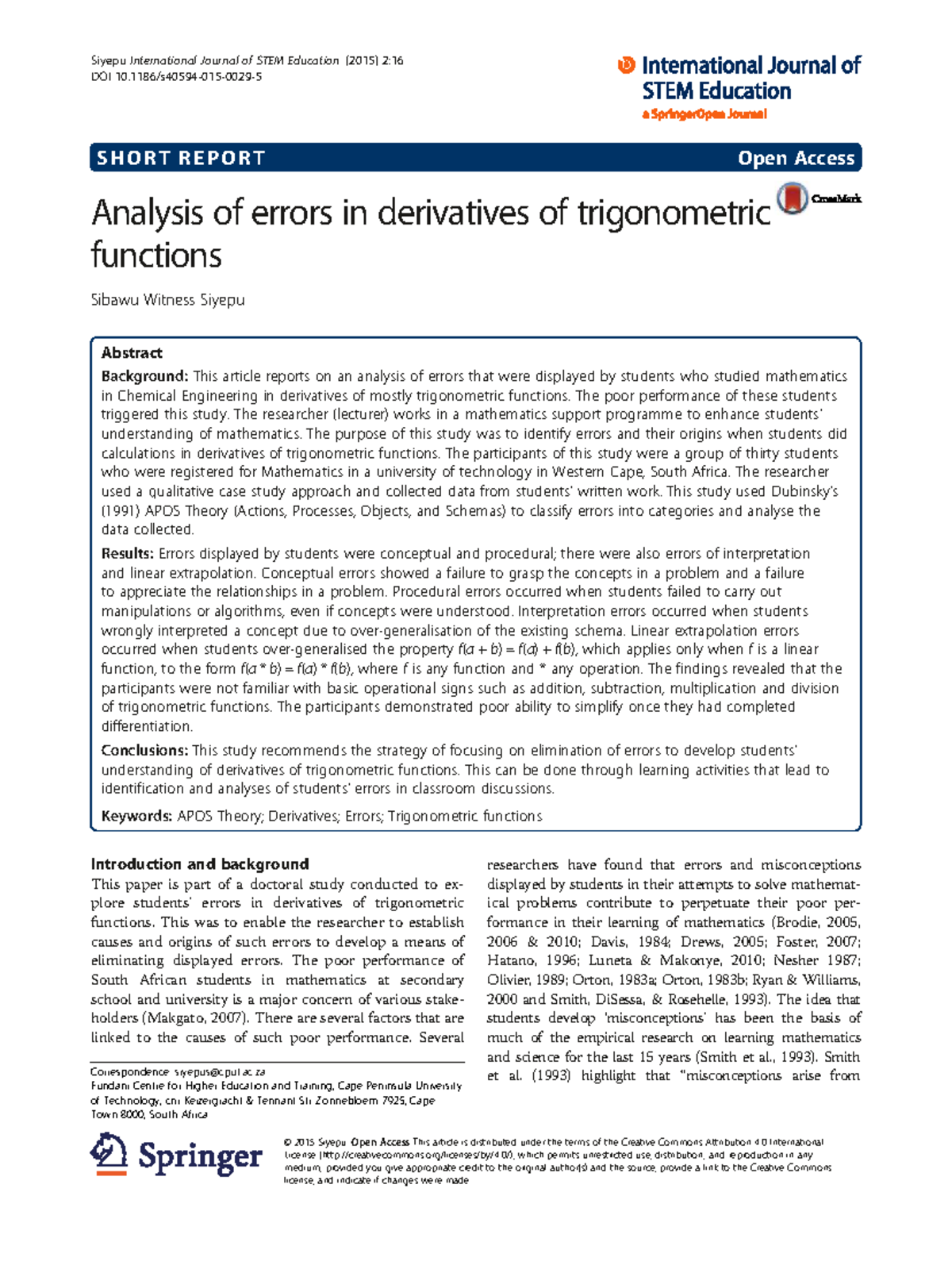 Analysis of Errors in Derivatives of Trigonometric Functions (S40594 ...