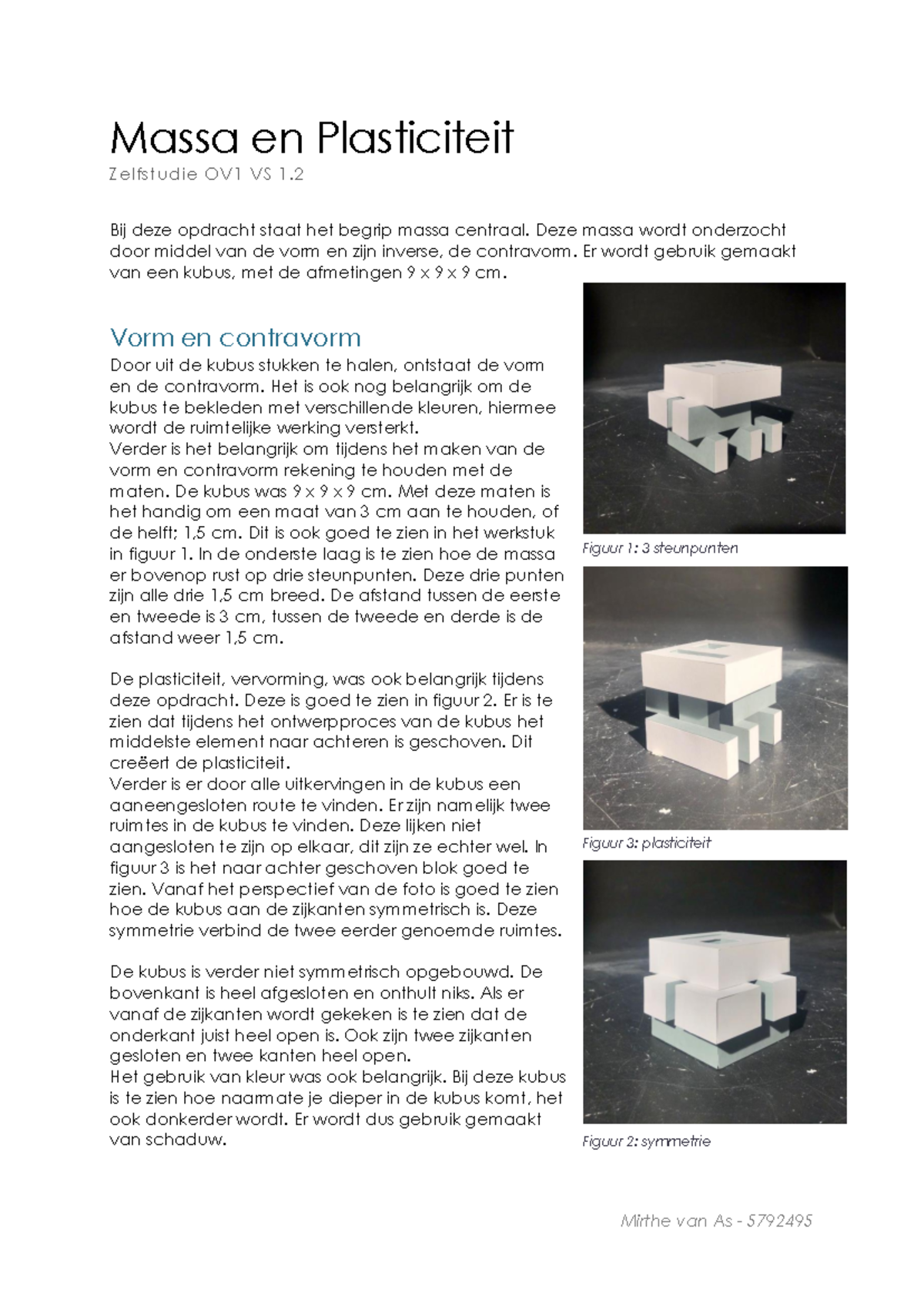 Massa en Plasticiteit: Zelfstudie OV1 VS 1 - Vorm en Contravorm ...