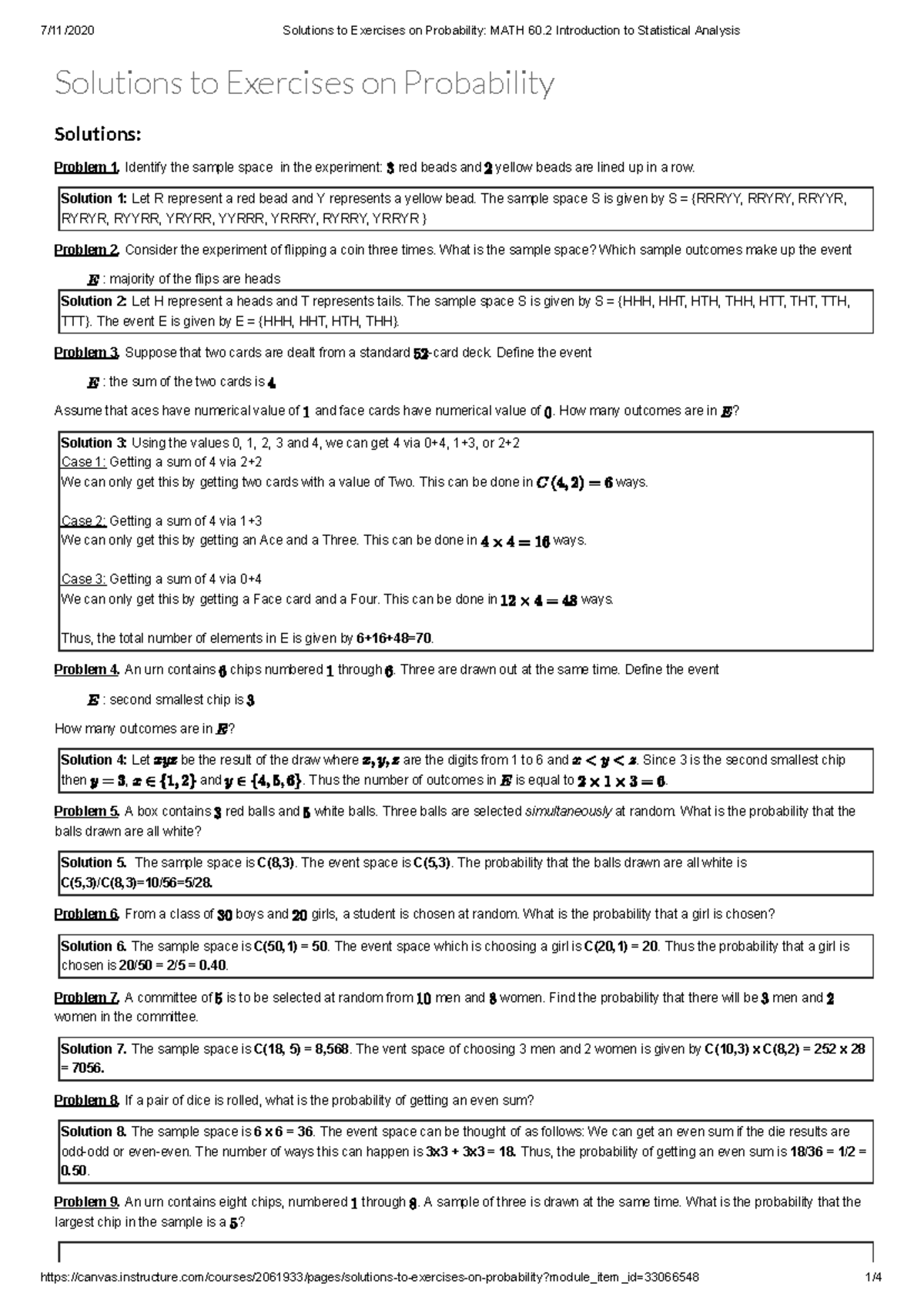 Probability Exercises Solutions for Course MATH101 - Studocu