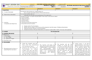 DISS Q1 WEEK5 - Daily Lesson Log - DAILY LESSON LOG Department of ...