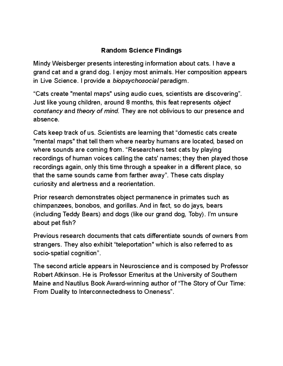 Random Science Findings - Random Science Findings Mindy Weisberger ...