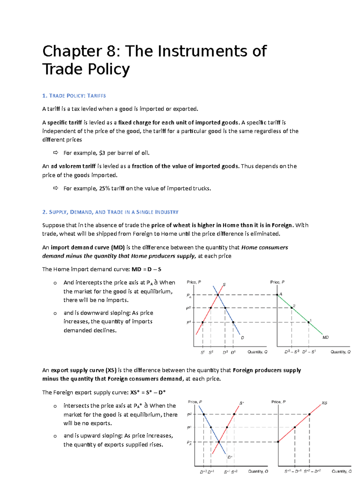 International Economics: Chapter 8 - Trade Policy Instruments - Studocu