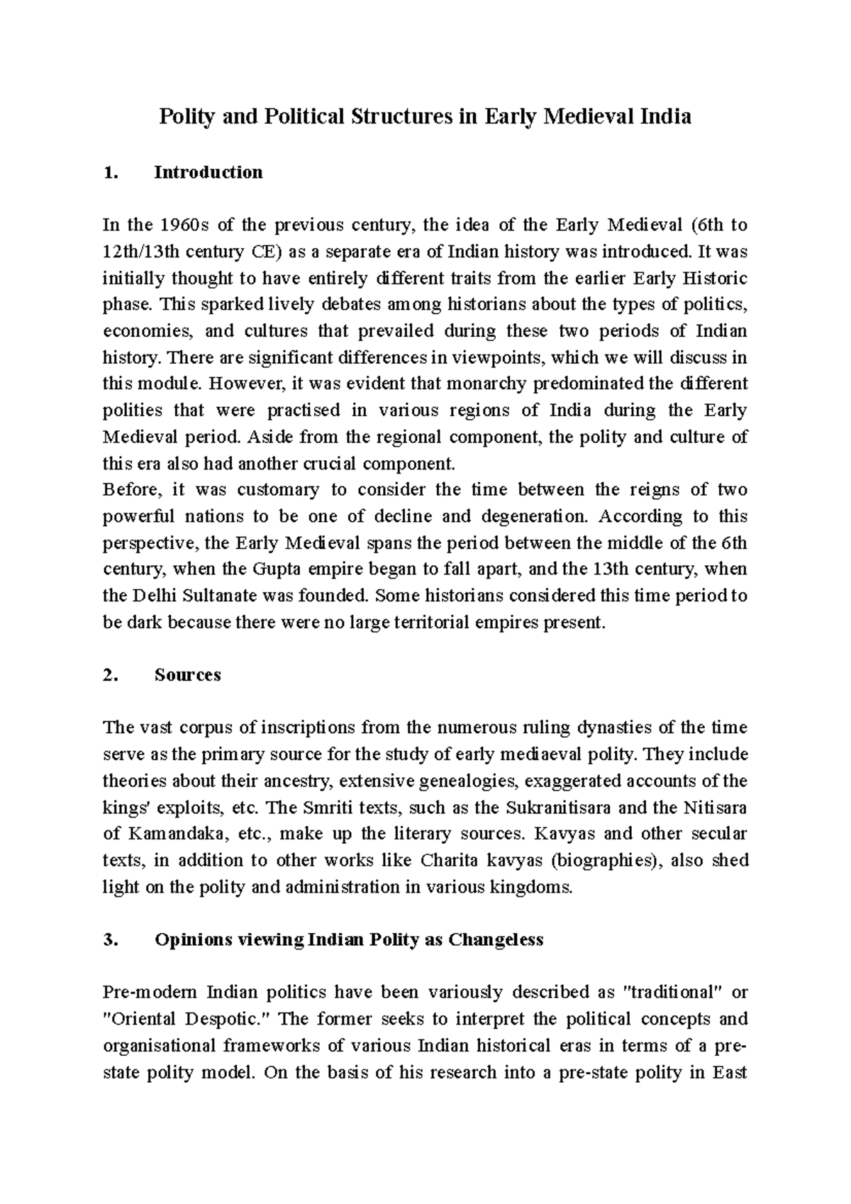 Polity & Political Structures in Early Medieval India: An Overview ...