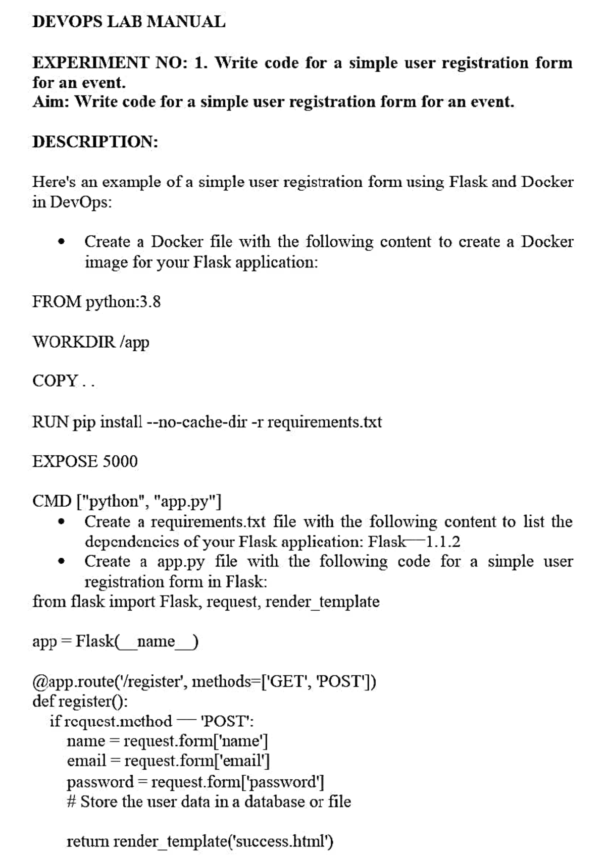 CSE (AIML) DEVOPS LAB MANUAL: User Registration & Git/GitHub Practices - Studocu