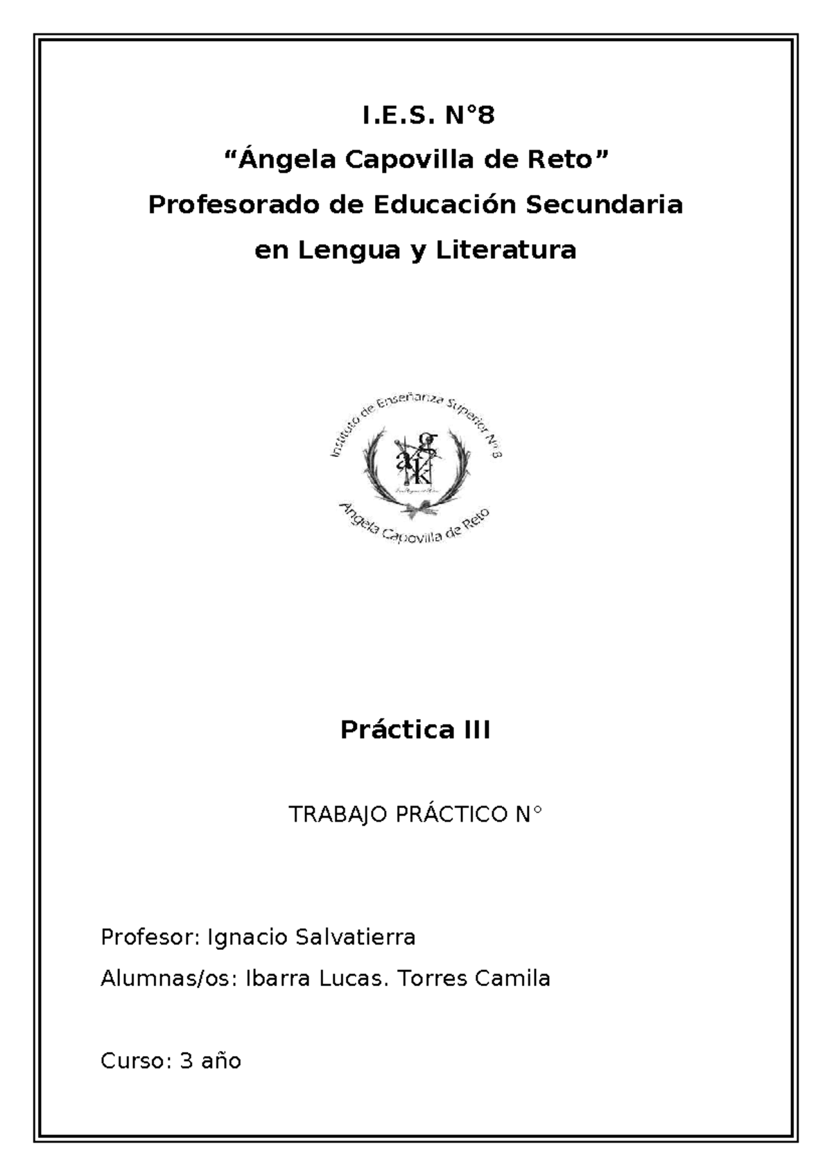Práctica Trabajo Práctico 2 - PIII I.E.S. Capovilla 2024 - Studocu