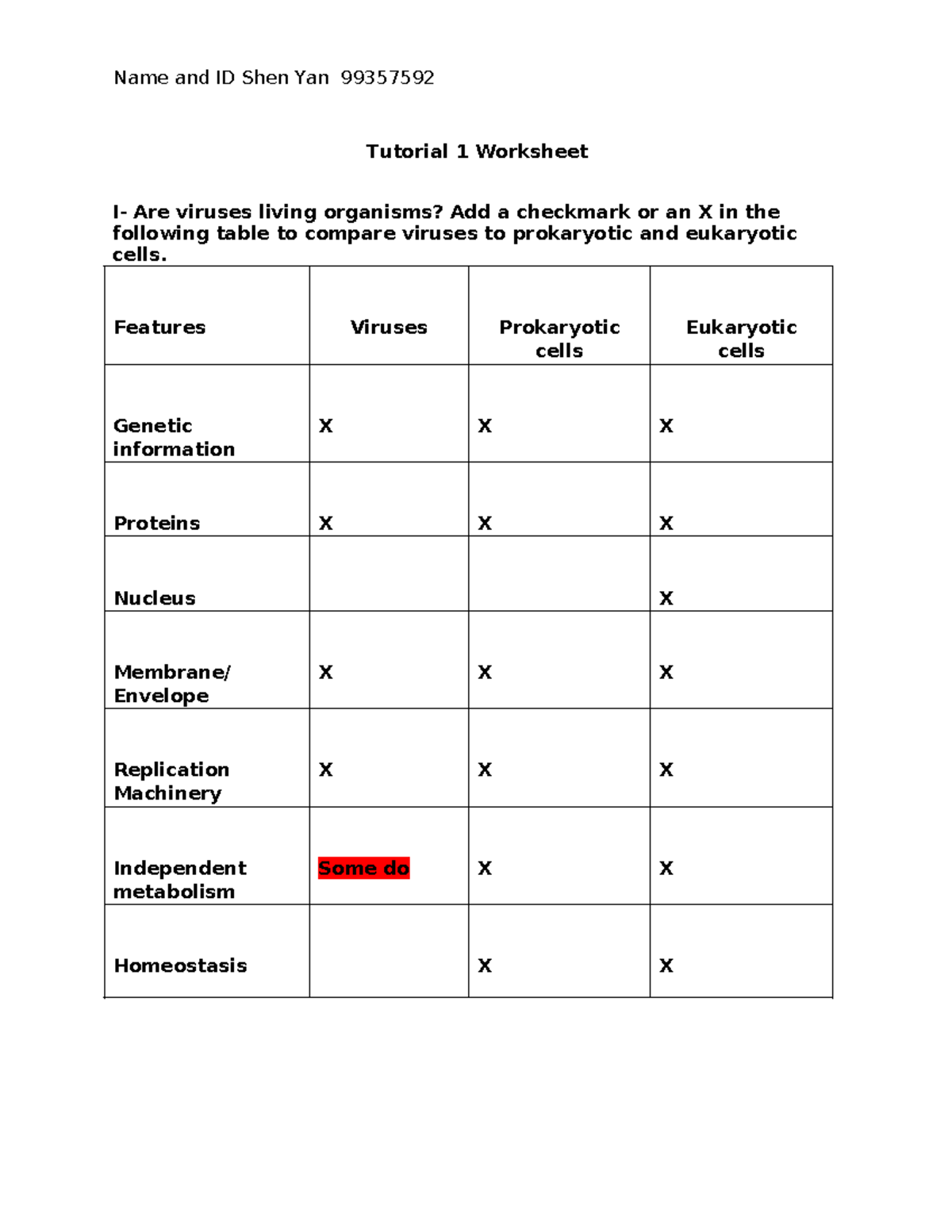 Tutorial 1 Worksheet: Are Viruses Living Organisms? - Studocu