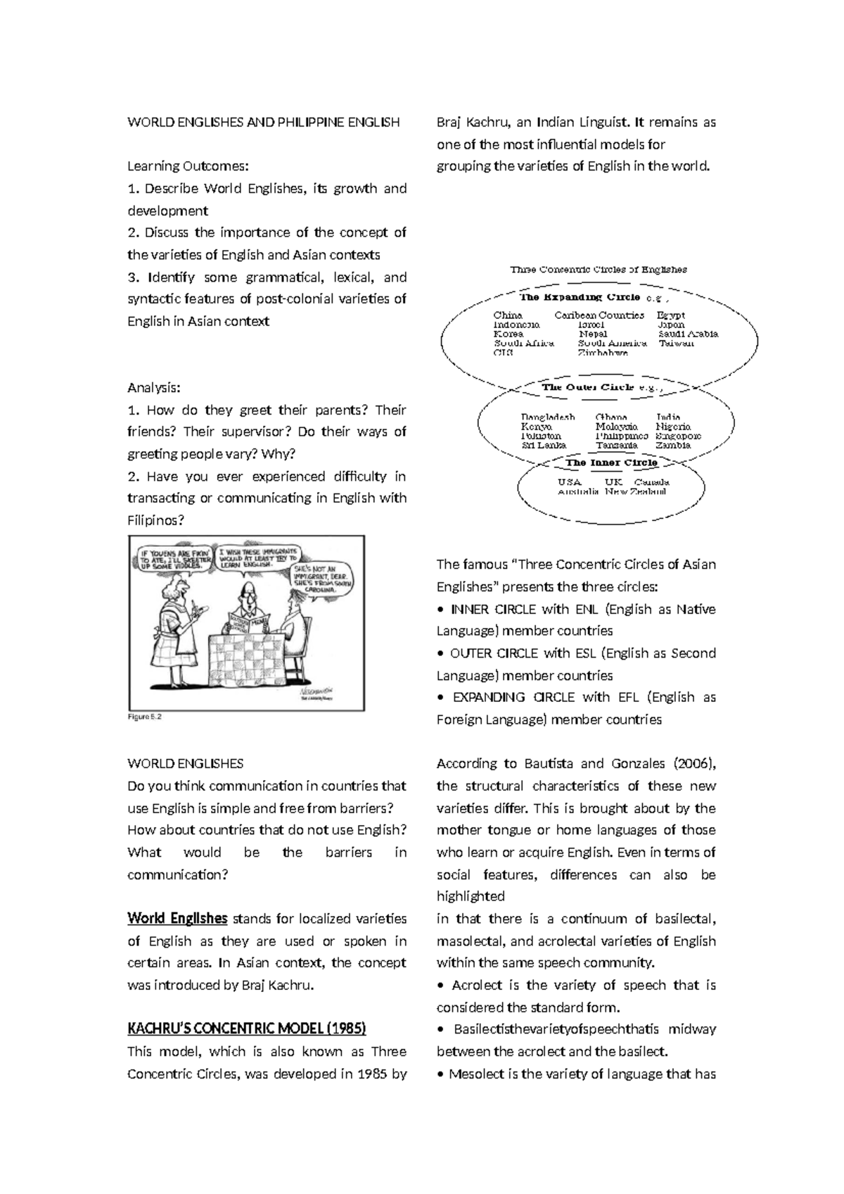 Purcomm - Lecture Notes on World Englishes & Philippine English - Studocu