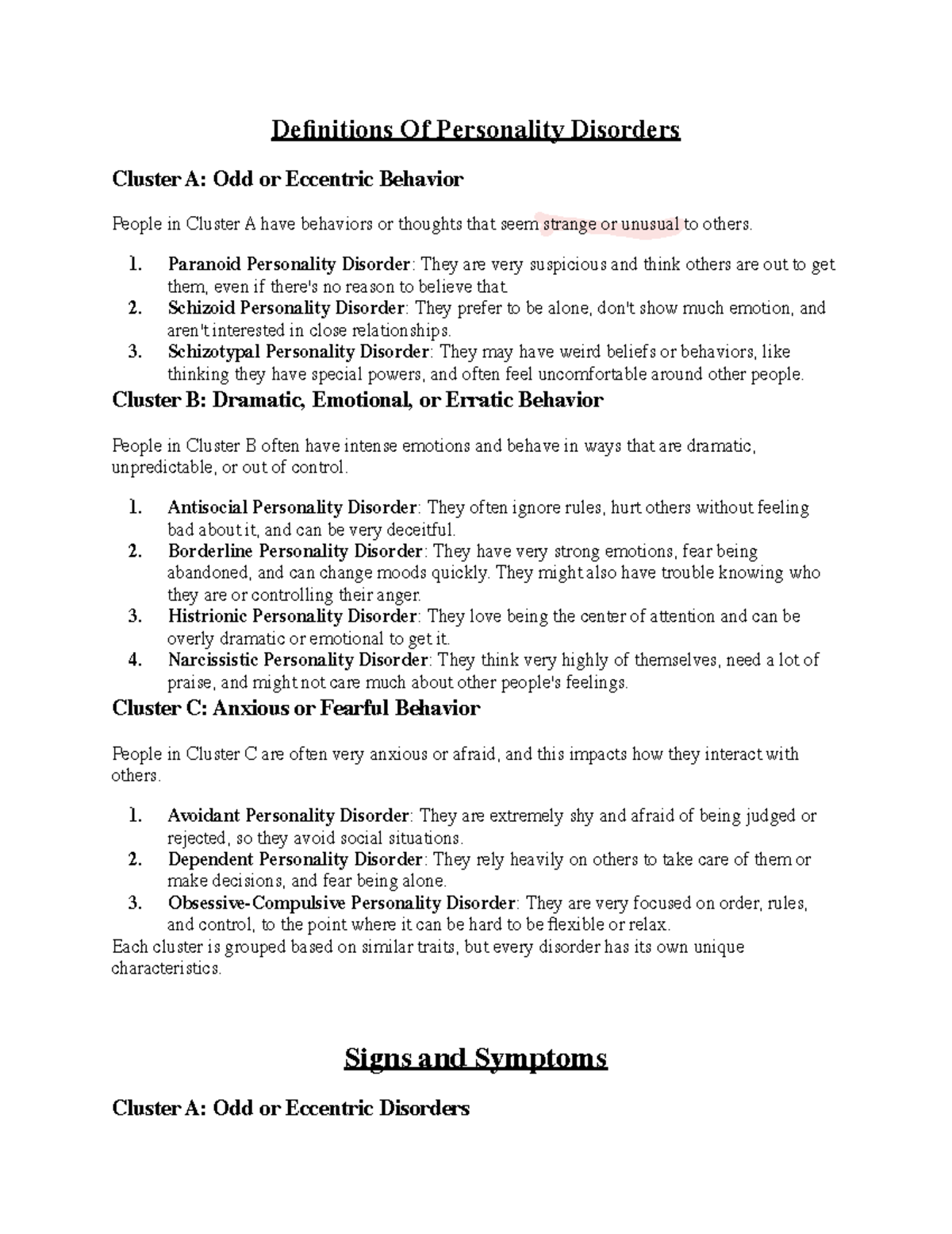 Chapter 22 persoanlity disorders - Definitions Of Personality Disorders ...