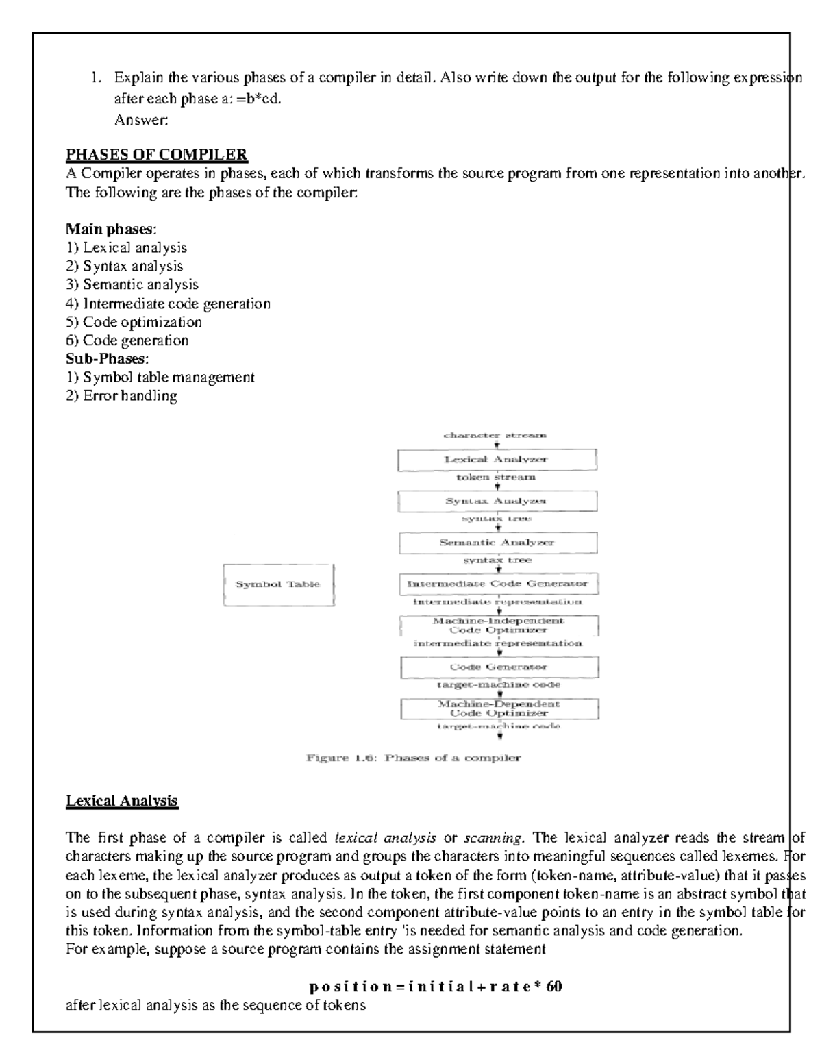CD Compiler Phases & Regular Expressions: Important Concepts Explained - Studocu