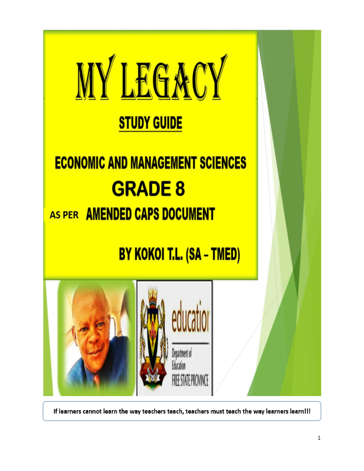 EMS Grade 8 Accounting Concepts & Economic Principles Notes - Studocu
