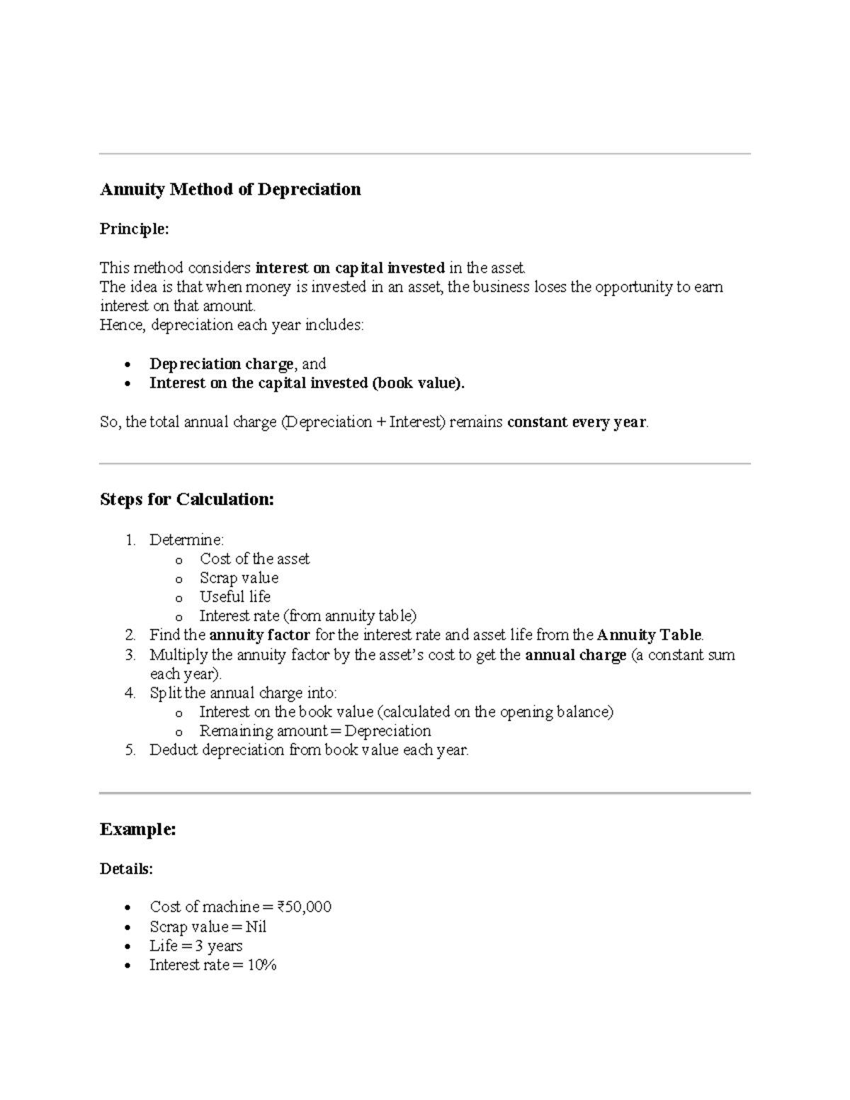 Annuity Method of Depreciation: Principles & Calculation Steps - Studocu