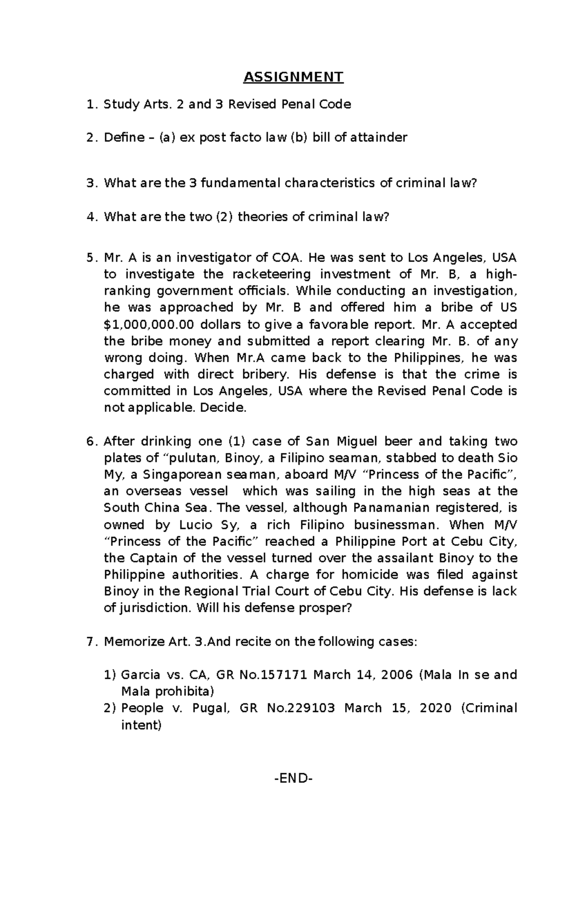 Assignment 1: Revised Penal Code Analysis - ATTY. SED 2 - Studocu