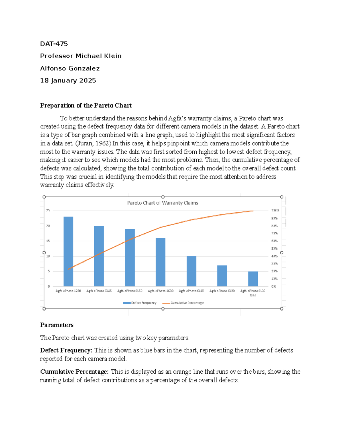 DAT- Module 2: Pareto Chart Analysis for Agfa's Warranty Claims - Studocu