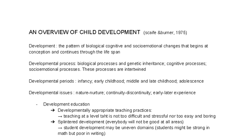 EDUCATIONAL PSYCHOLOGY: AN OVERVIEW OF CHILD DEVELOPMENT (EDU 101 ...